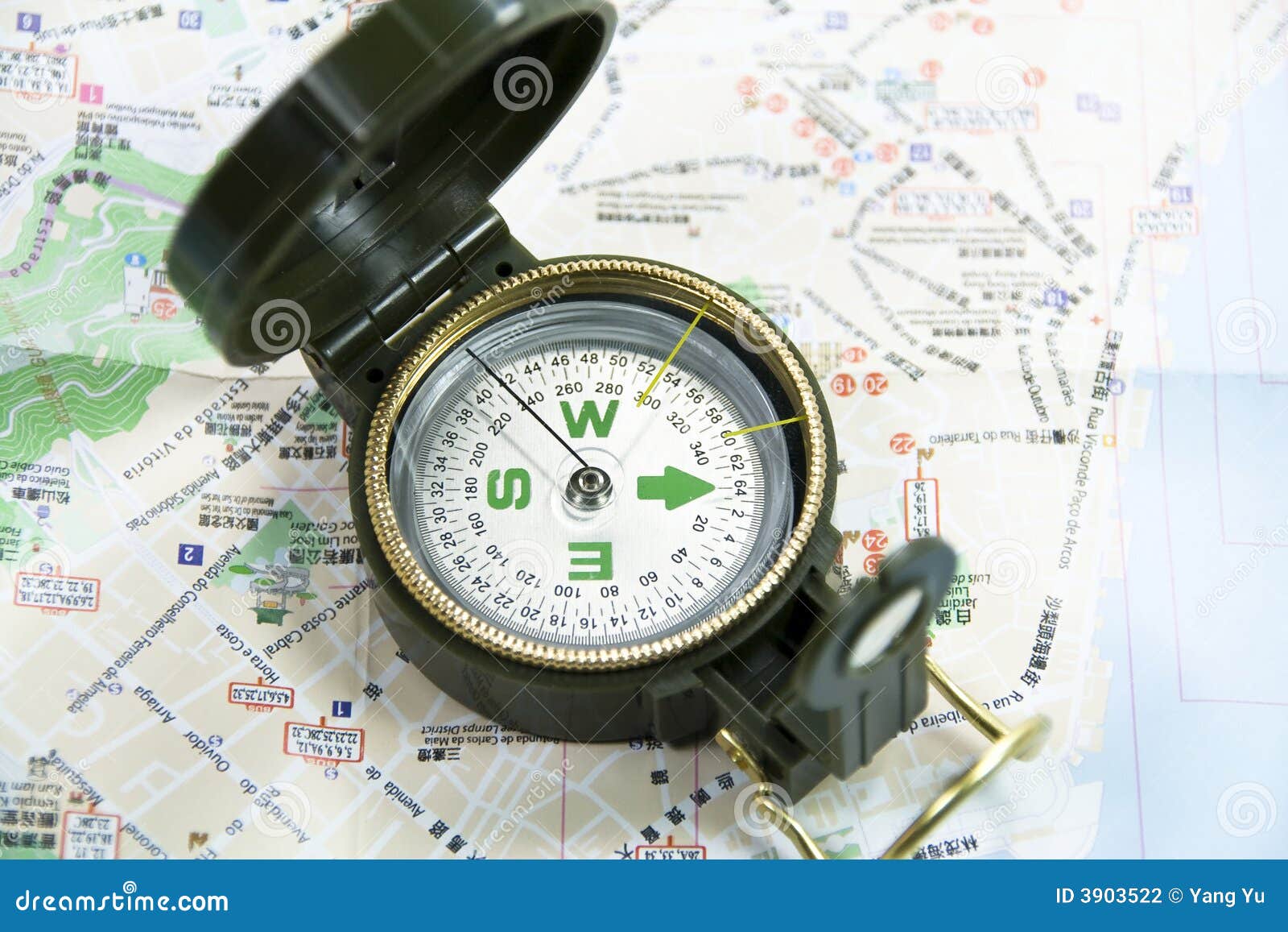 Map and compass stock photo. Image of black, detail, open - 3903522