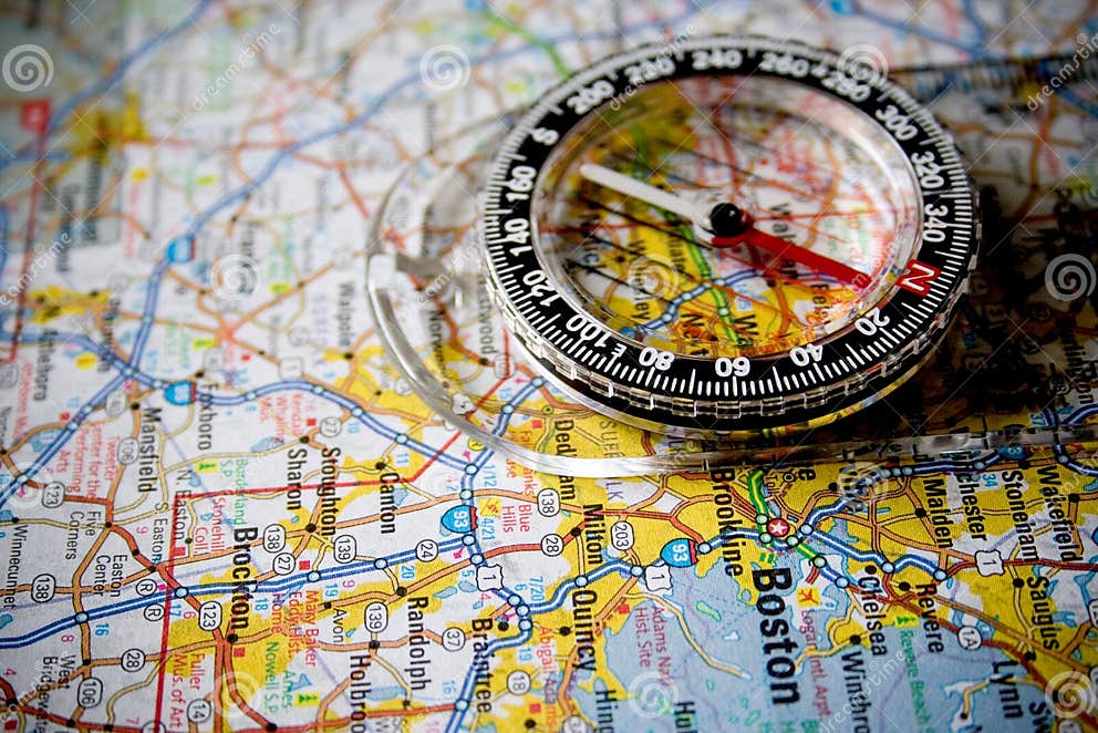 Map with Compass stock photo. Image of west, freeway, point - 5398182