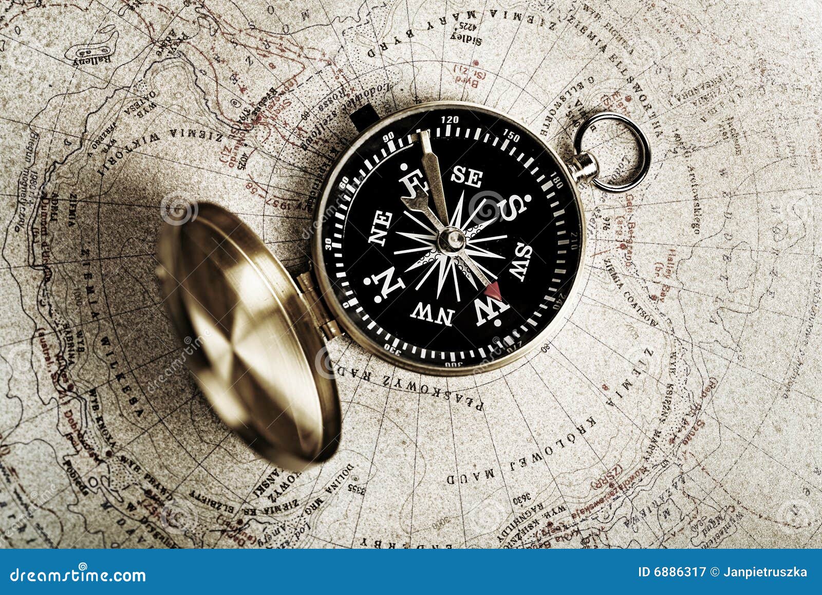 Map and compass stock image. Image of communications, direction - 6886317