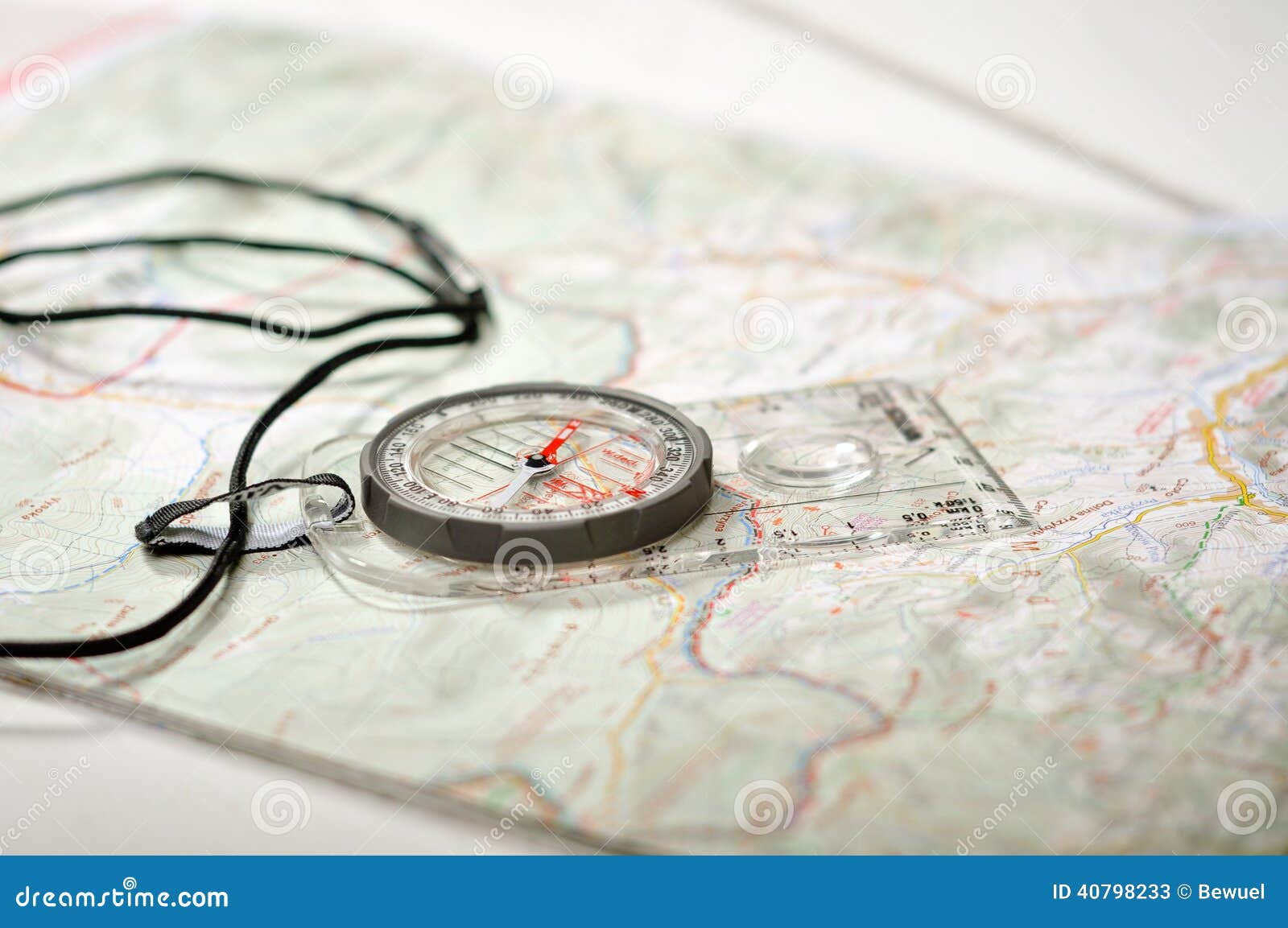 Map and compass stock image. Image of topography, travel - 40798233