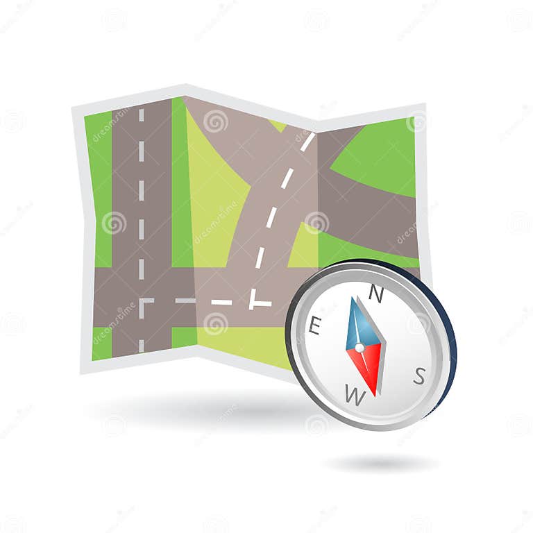 Map and compass icon stock vector. Illustration of route - 16094006