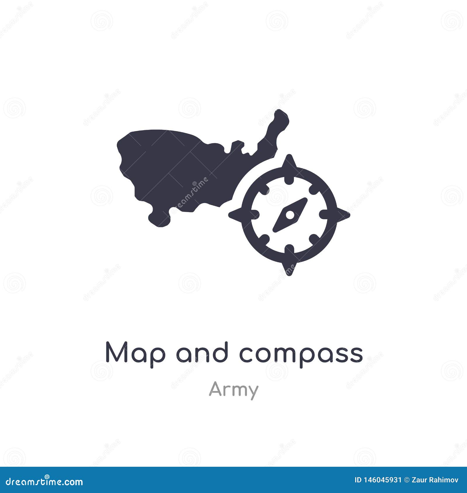 Map and Compass Icon. Isolated Map and Compass Icon Vector Illustration ...