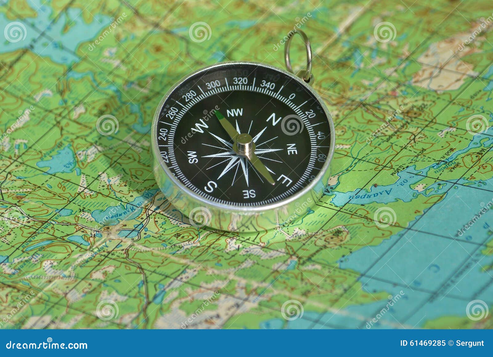 Map with a compass. stock image. Image of direction, locations - 61469285