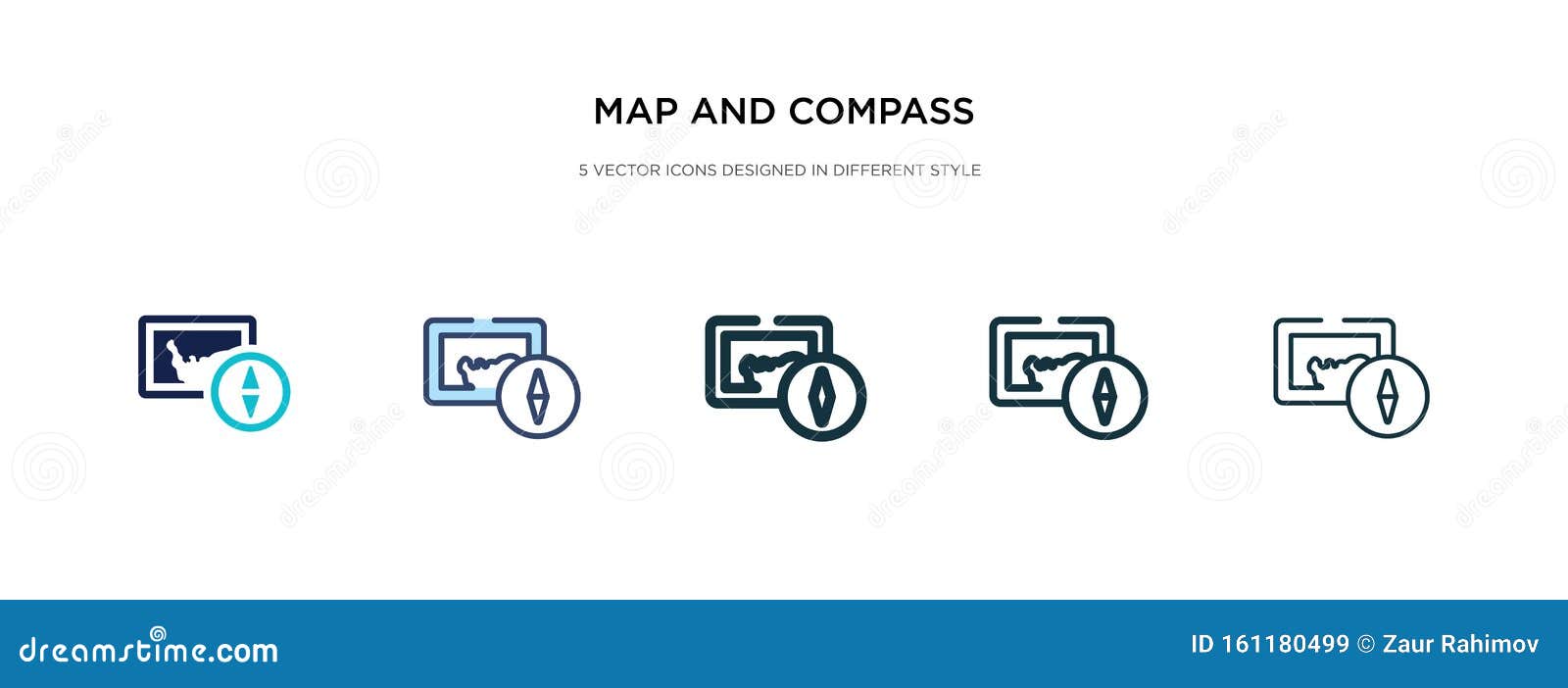 Map and Compass Orientation Tools Icon in Different Style Vector ...