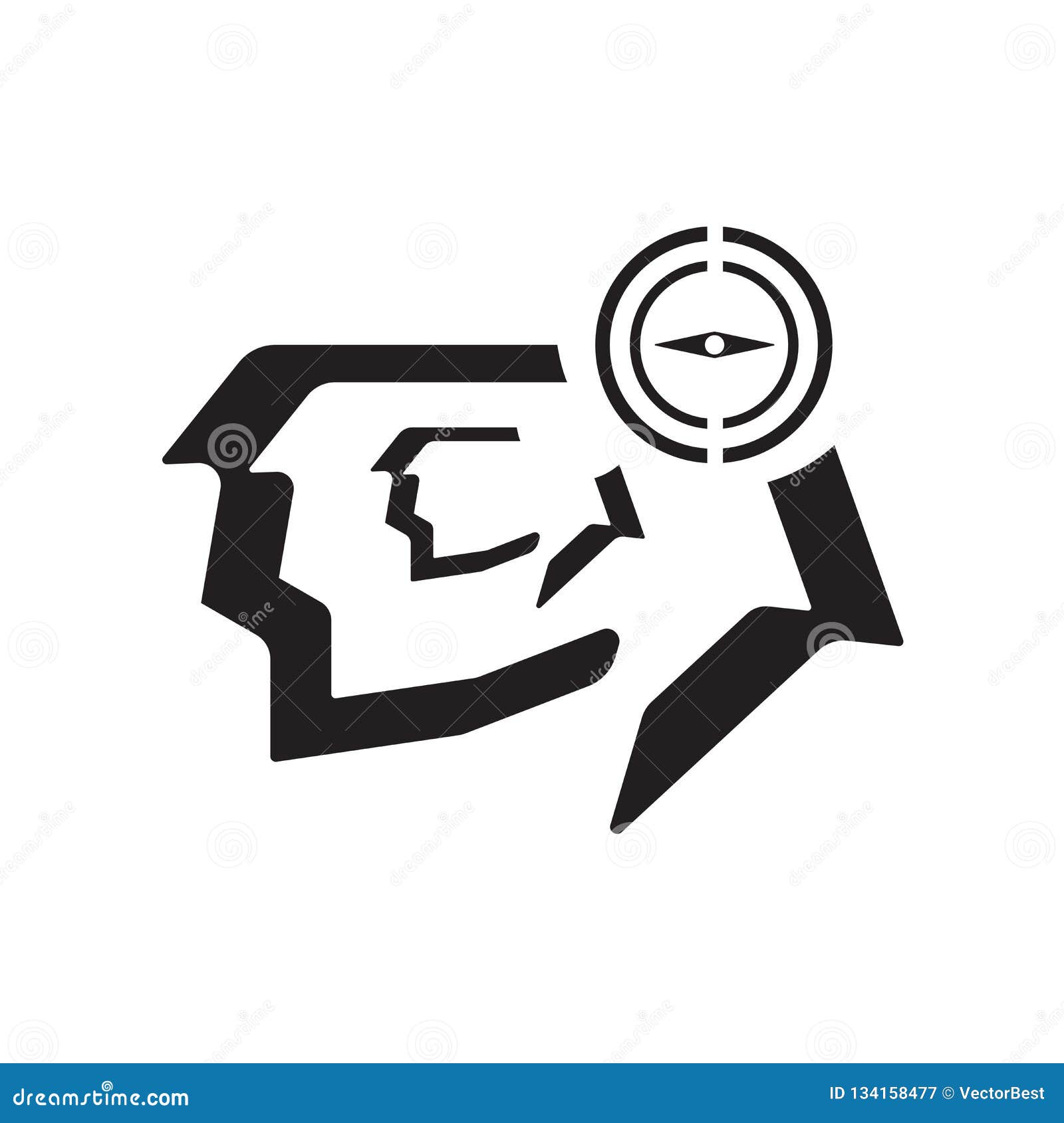 Map And Compass Orientation Tools Vector Icon On White Background. Flat ...
