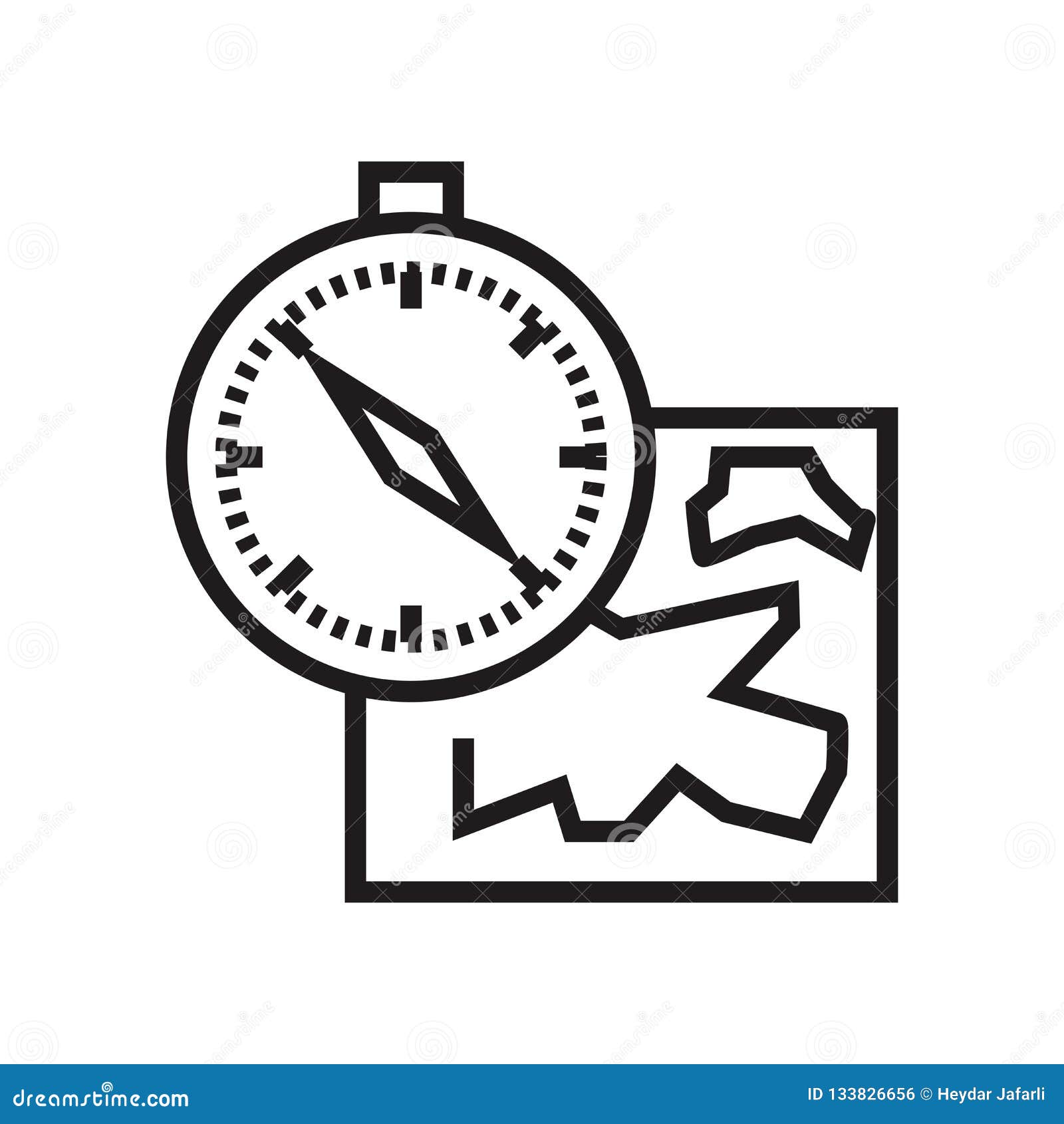 Map And Compass Orientation Tools Vector Icon On White Background. Flat ...