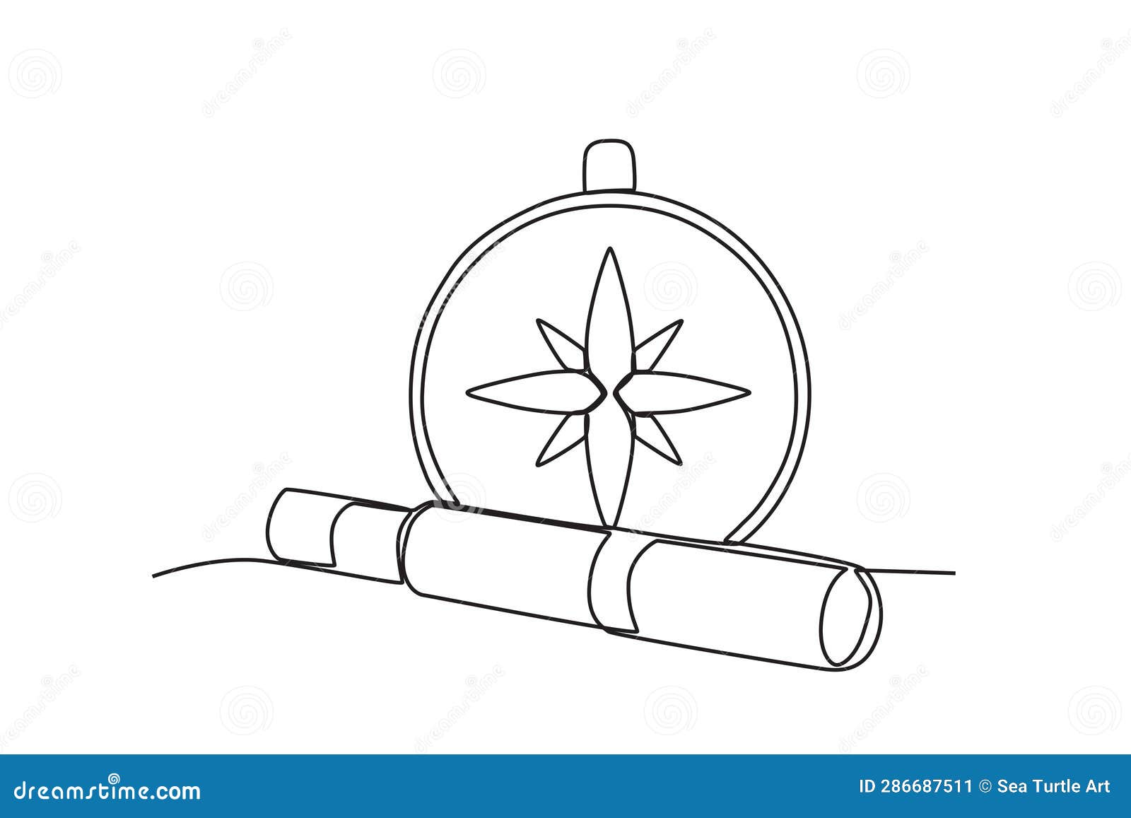 A Map and Compass for Sailing Stock Vector - Illustration of poster ...