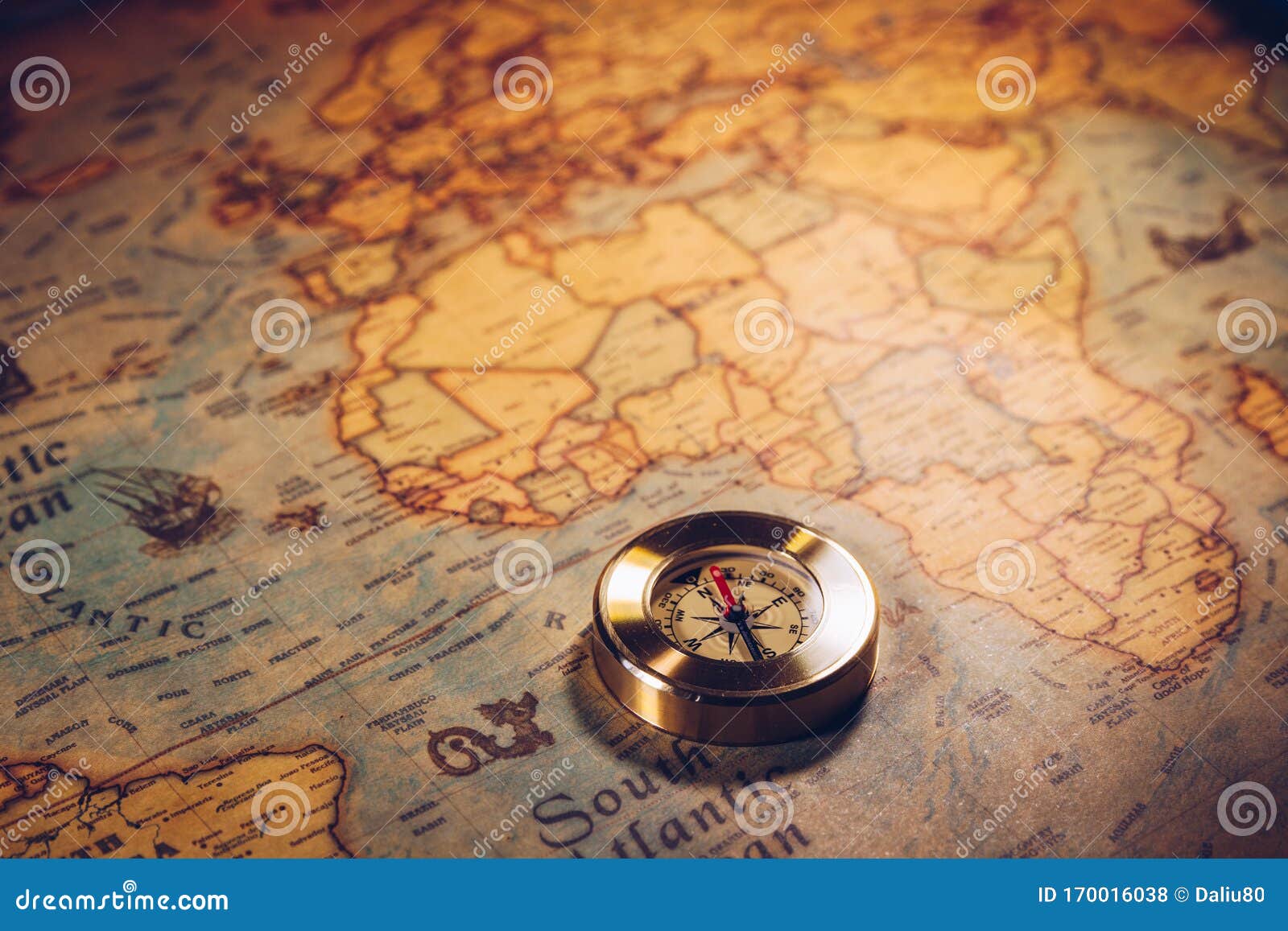 Map With Compass. Simple Navigation Tools To Orient In The World. The ...