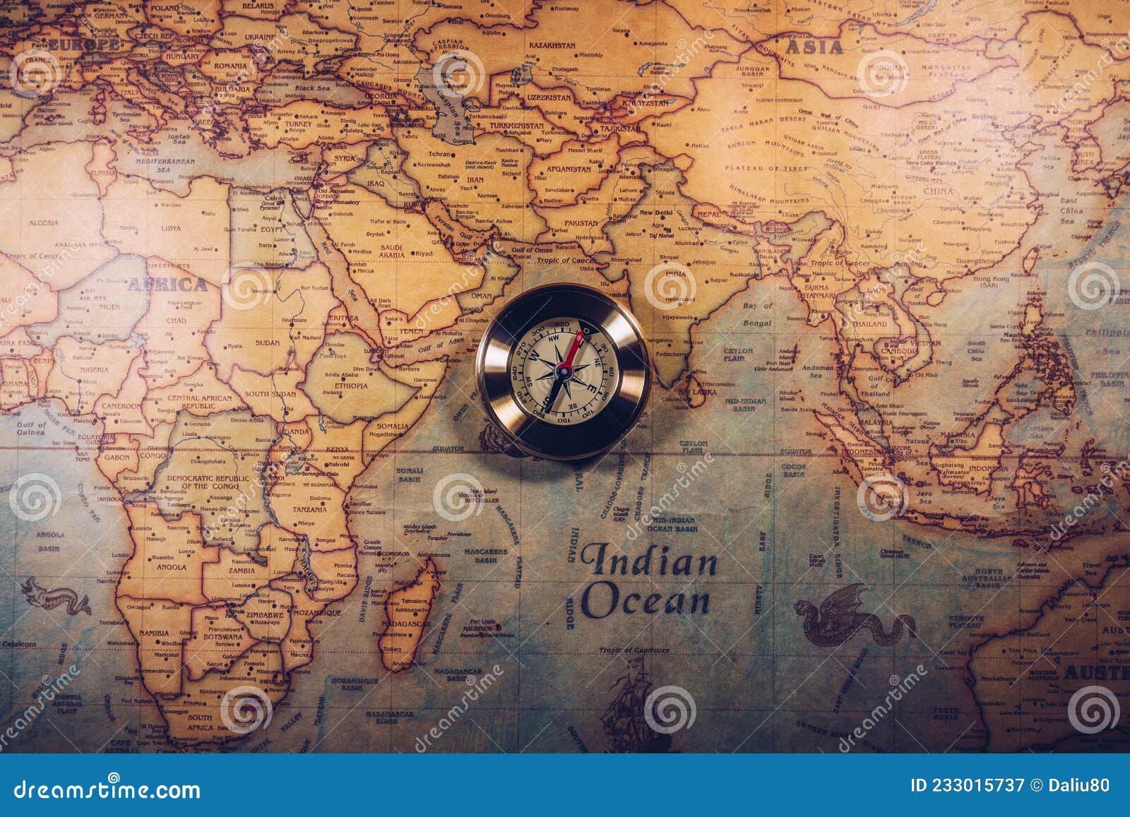 Map With Compass. Simple Navigation Tools To Orient In The World. The ...
