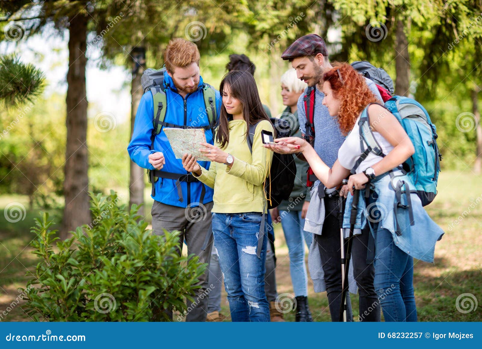 Map and Compass Used by Hikers from Getting Lost Stock Image - Image of ...