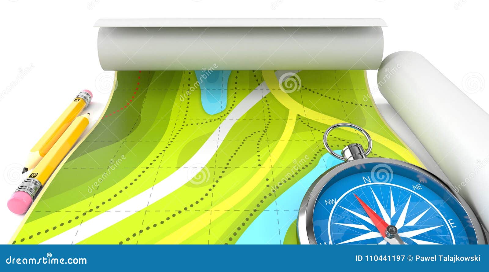 Map with compass stock illustration. Illustration of cartography ...