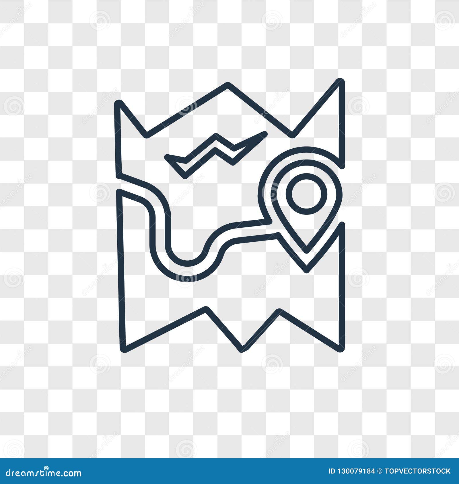 Map Concept Vector Linear Icon Isolated on Transparent Background, Map ...