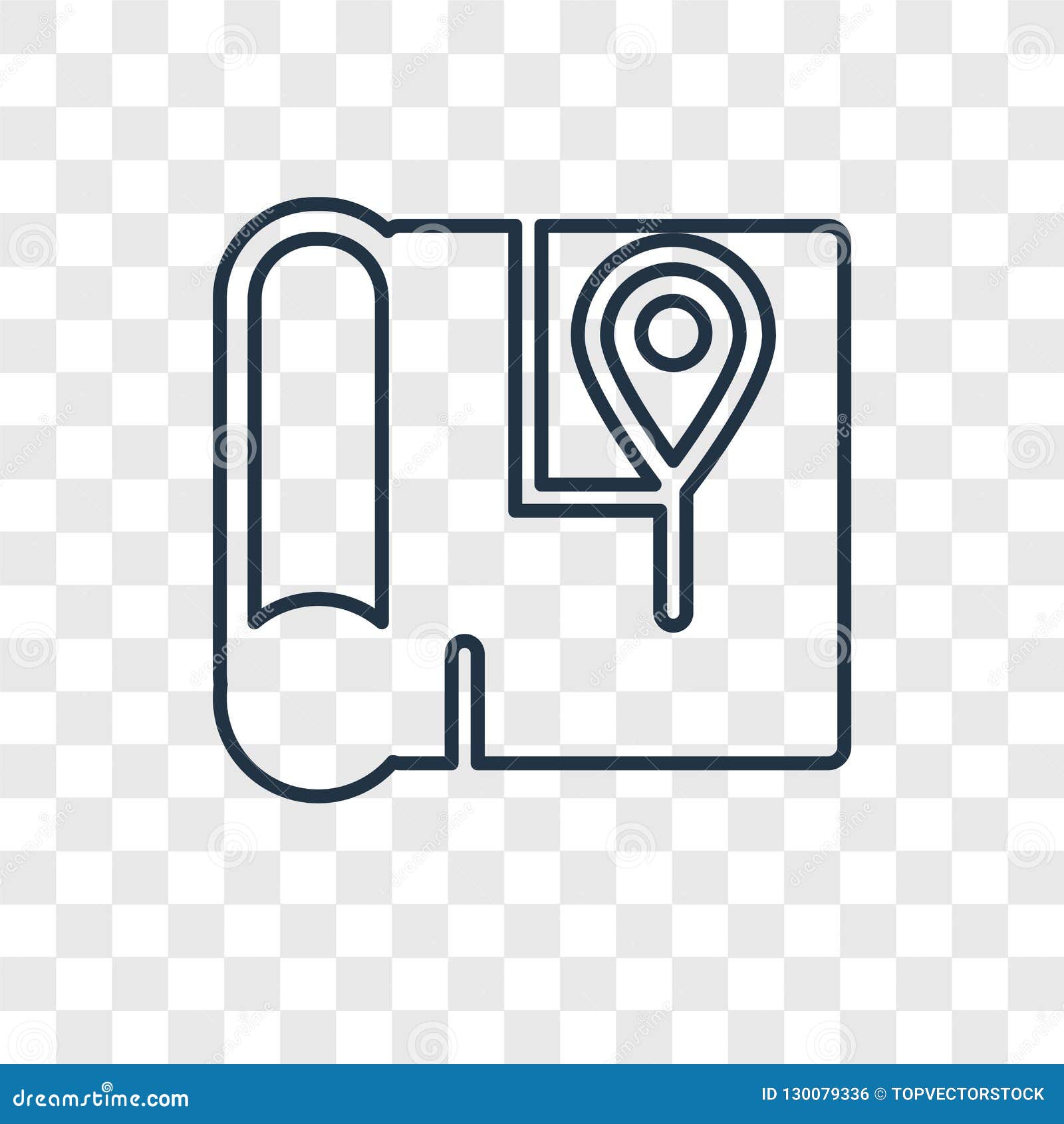 Map Concept Vector Linear Icon Isolated on Transparent Background, Map ...