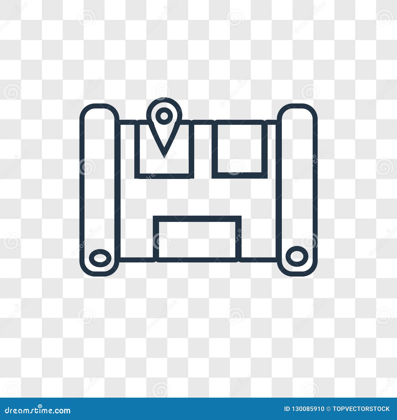 Map Concept Vector Linear Icon Isolated on Transparent Background, Map ...