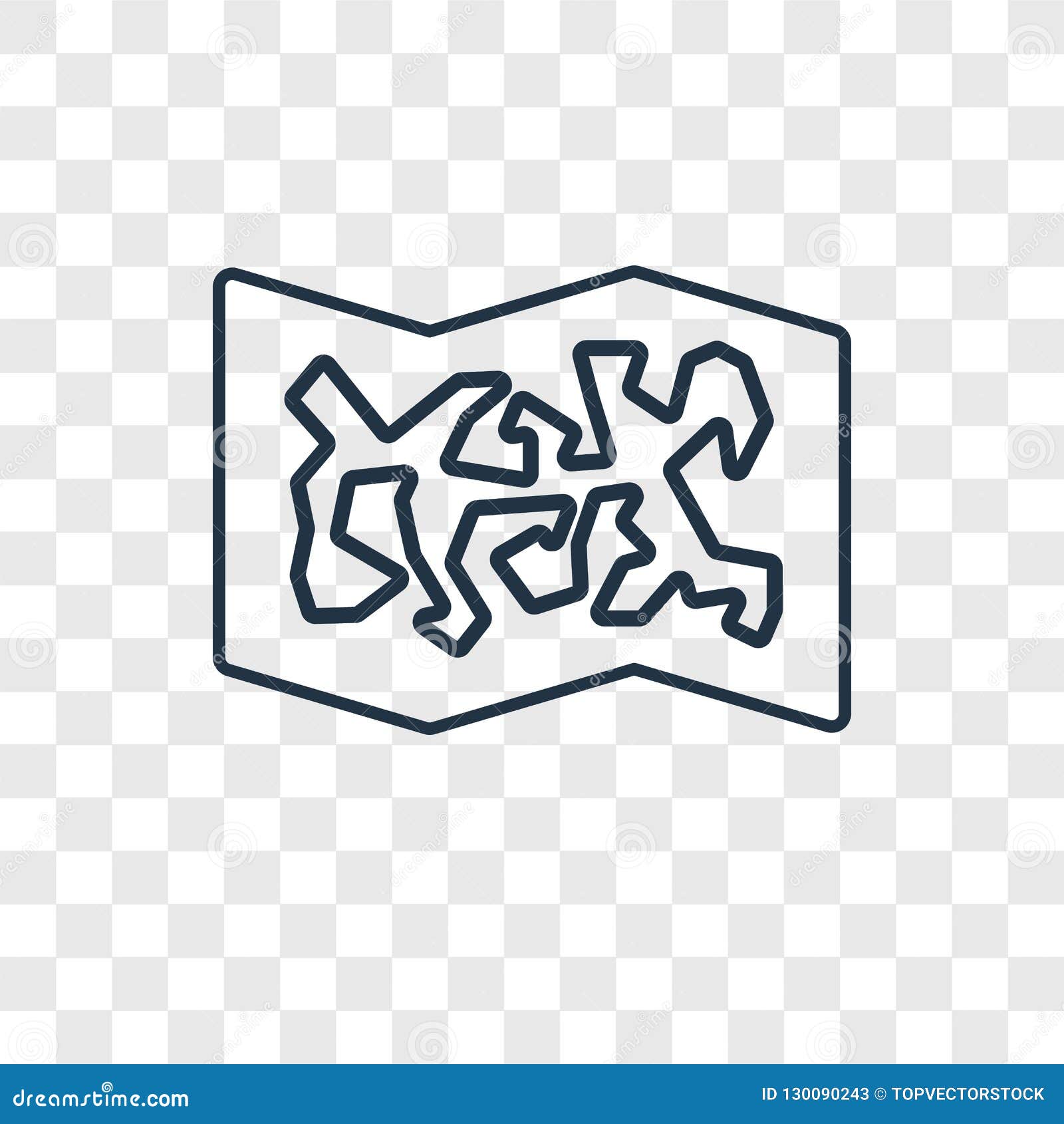 Map Concept Vector Linear Icon Isolated on Transparent Background, Map ...