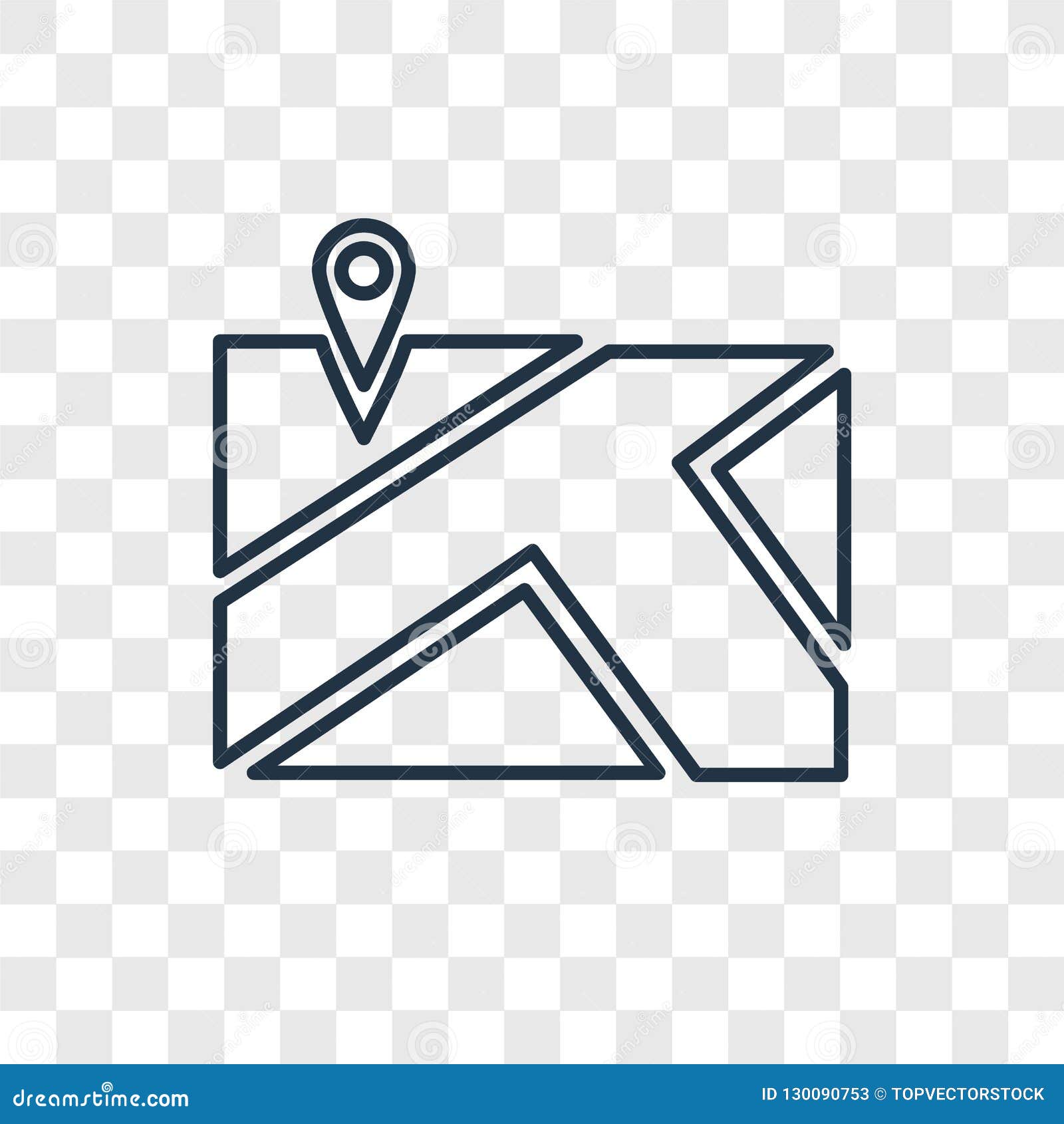 Map Concept Vector Linear Icon Isolated on Transparent Background, Map ...