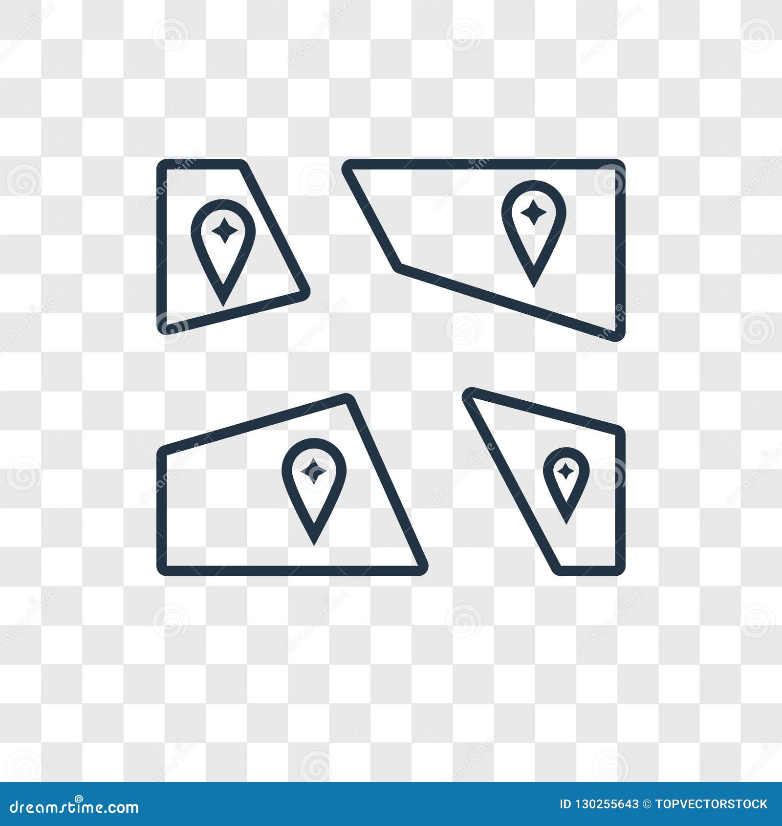 Map Concept Vector Linear Icon Isolated on Transparent Background, Map ...