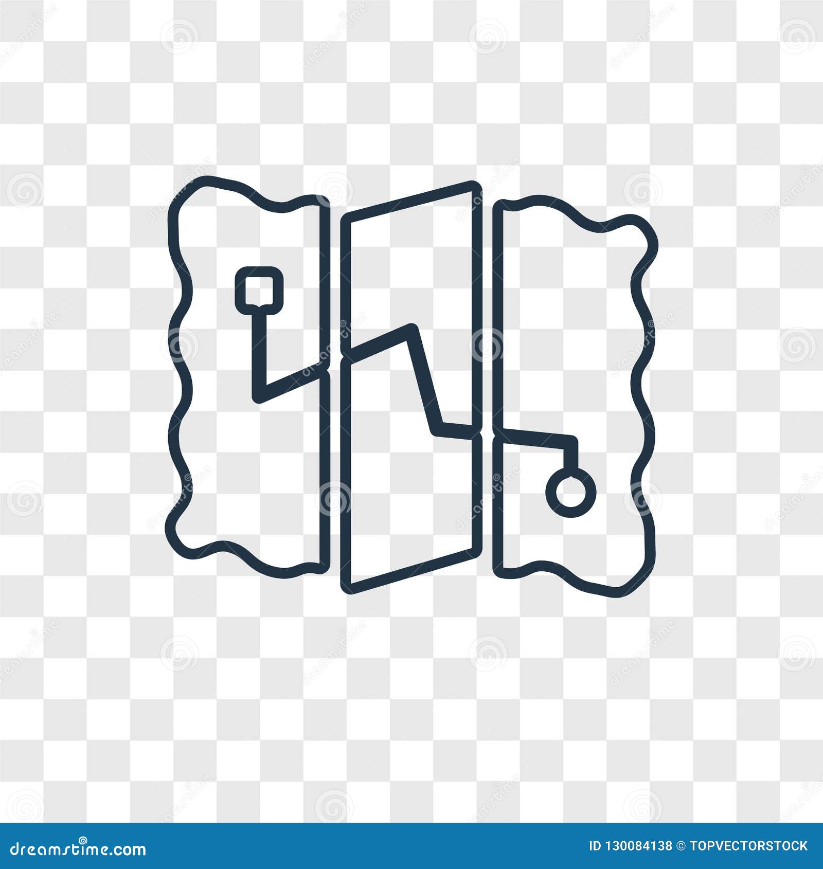 Map Concept Vector Linear Icon Isolated on Transparent Background, Map ...