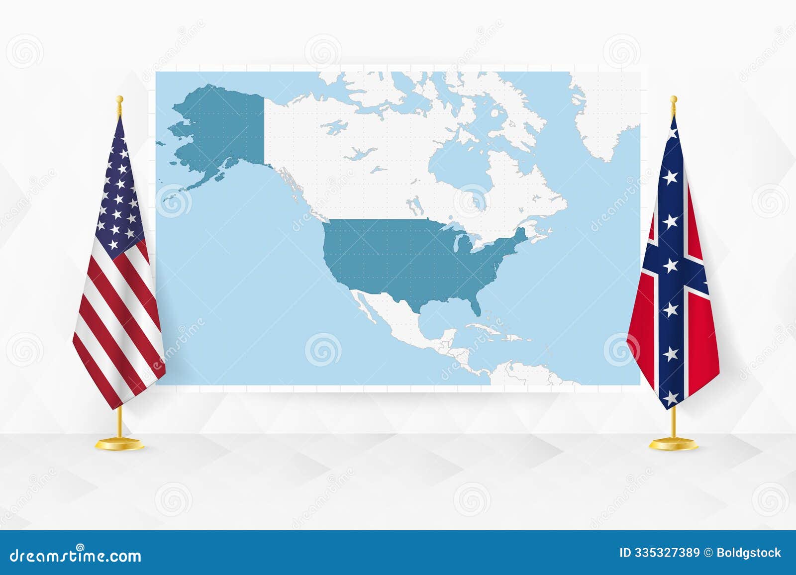 Map of Confederate and Flags of Confederate on Flag Stand Stock Vector ...