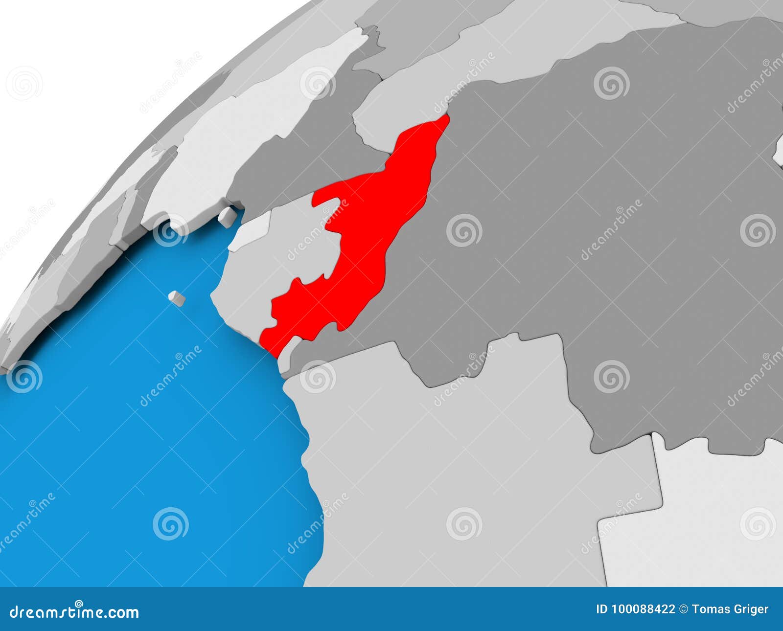 Map of Congo in red stock illustration. Illustration of political ...