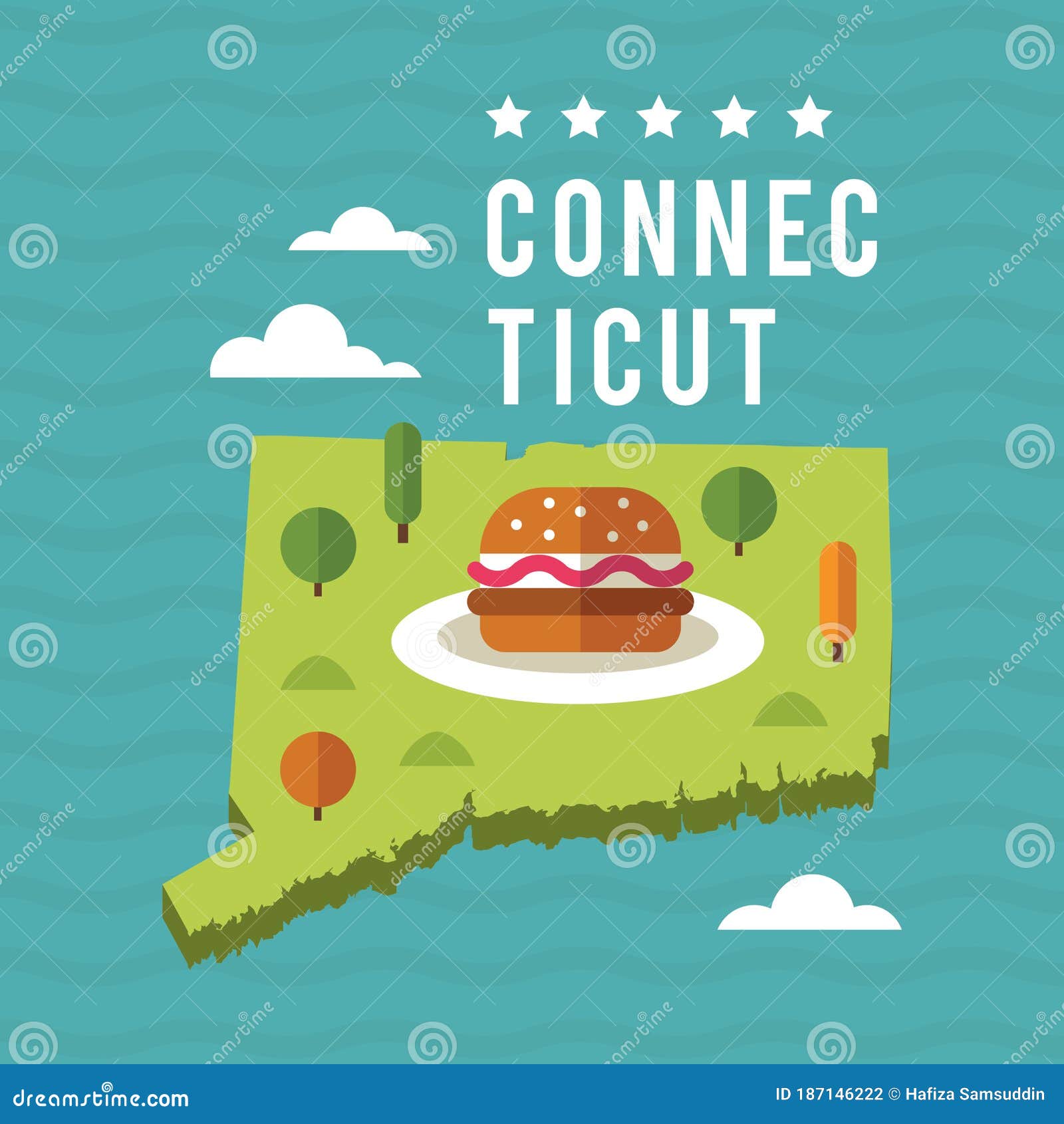 Map of Connecticut State. Vector Illustration Decorative Design Stock ...