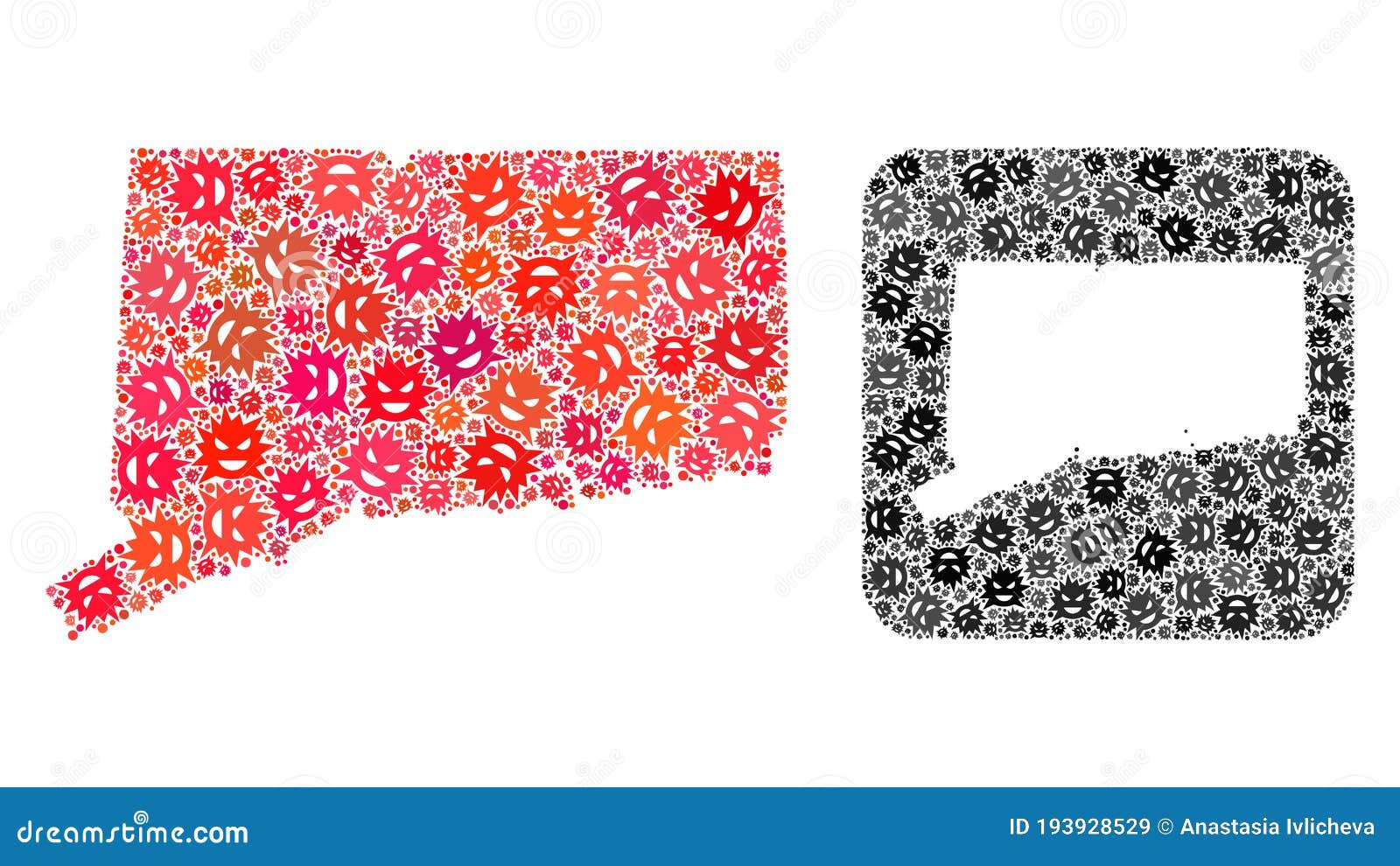 Map of Connecticut State - Virus Collage with Stencil Stock Vector ...