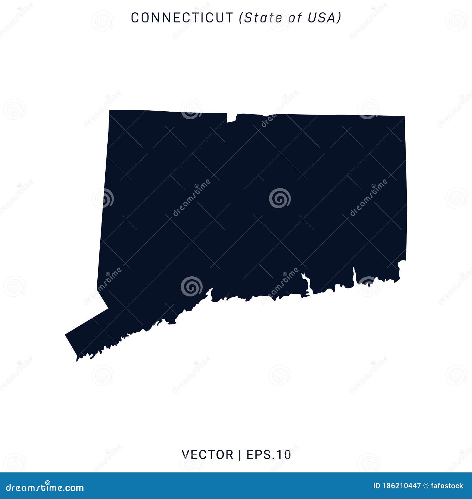 Connecticut Vector Accurate High Detailed State Map With Community ...