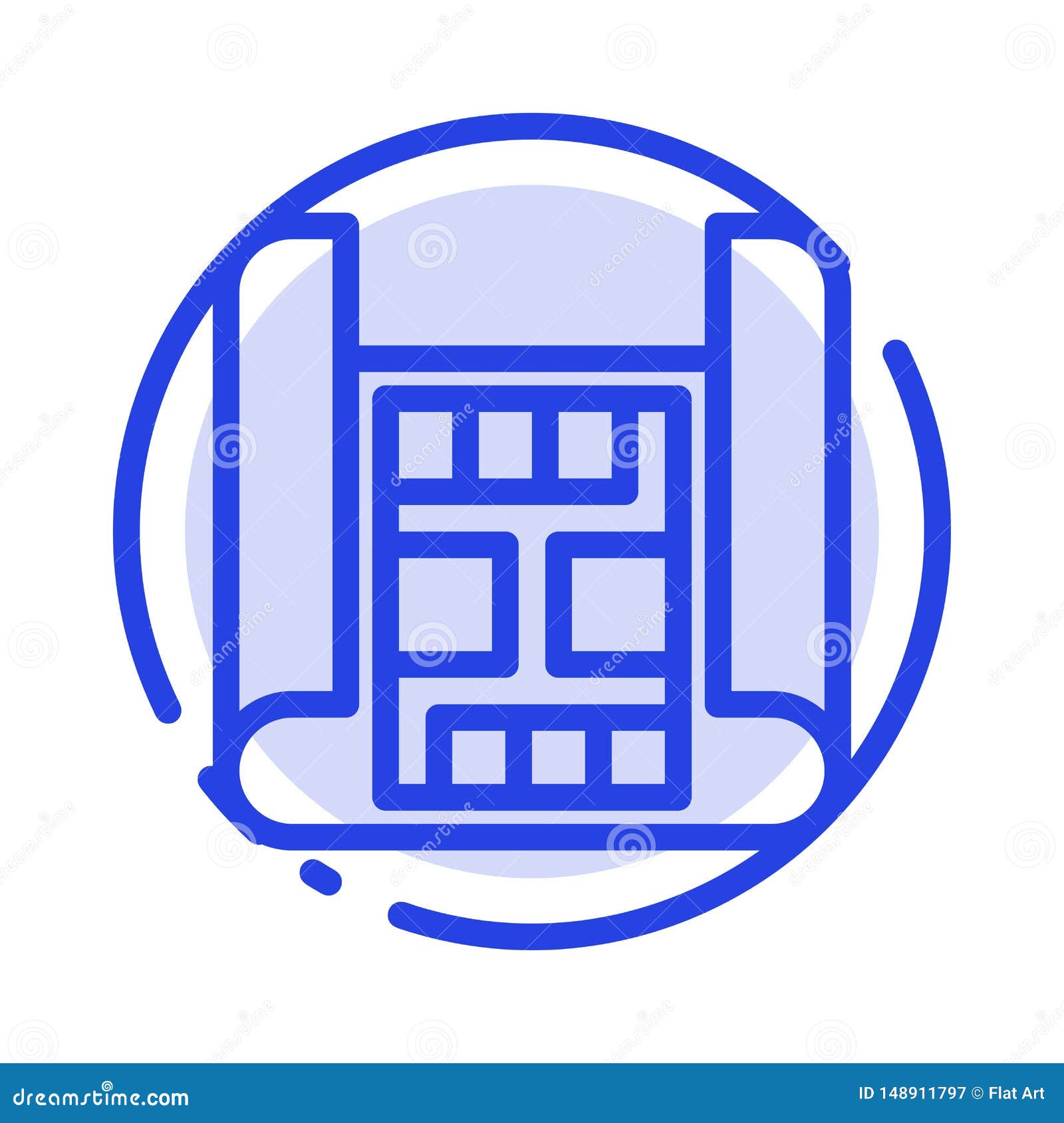 Map, Construction, Building Blue Dotted Line Line Icon Stock Vector ...