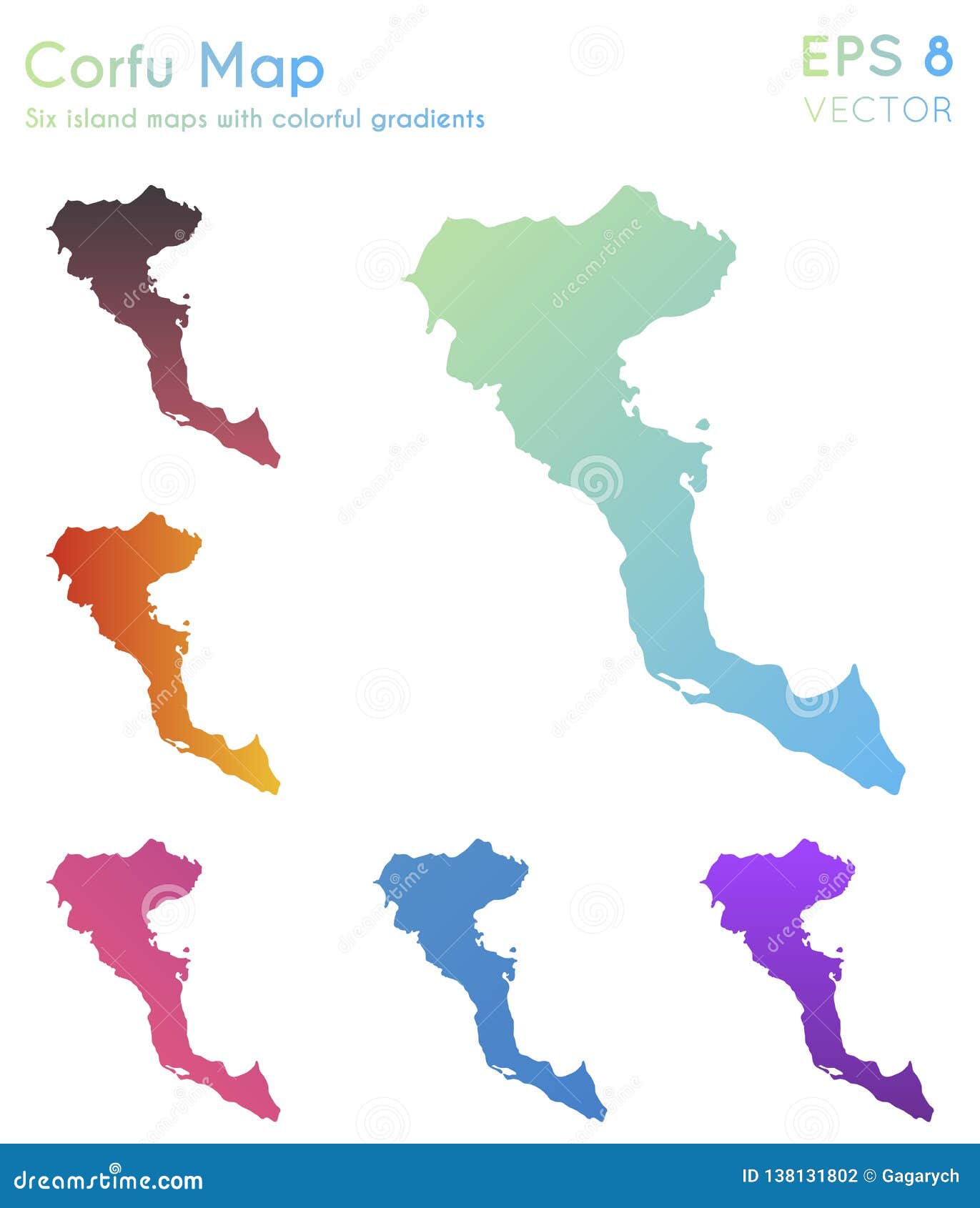 Map Of Corfu With Beautiful Gradients. Vector Illustration ...