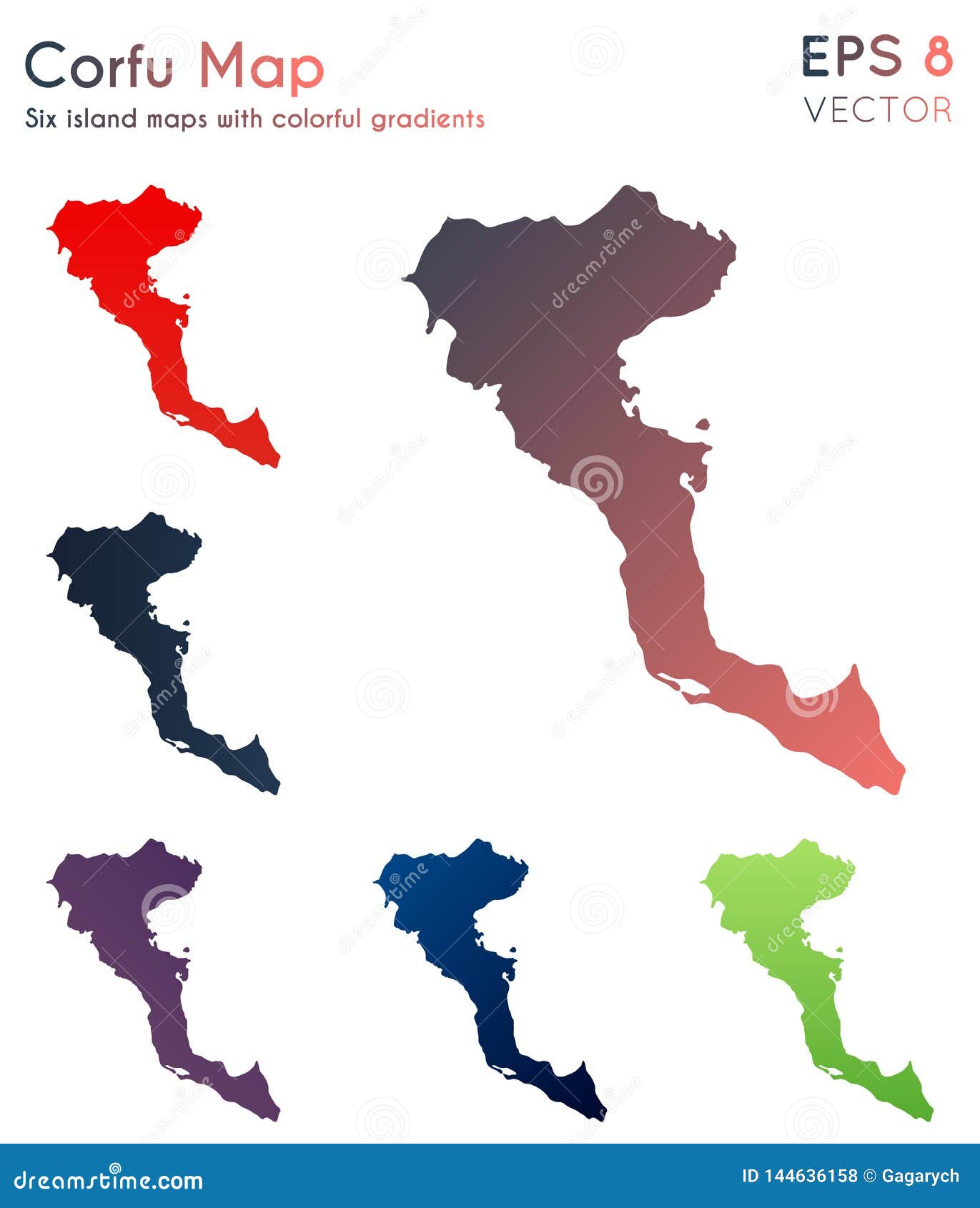 Map Of Corfu With Beautiful Gradients. Vector Illustration ...