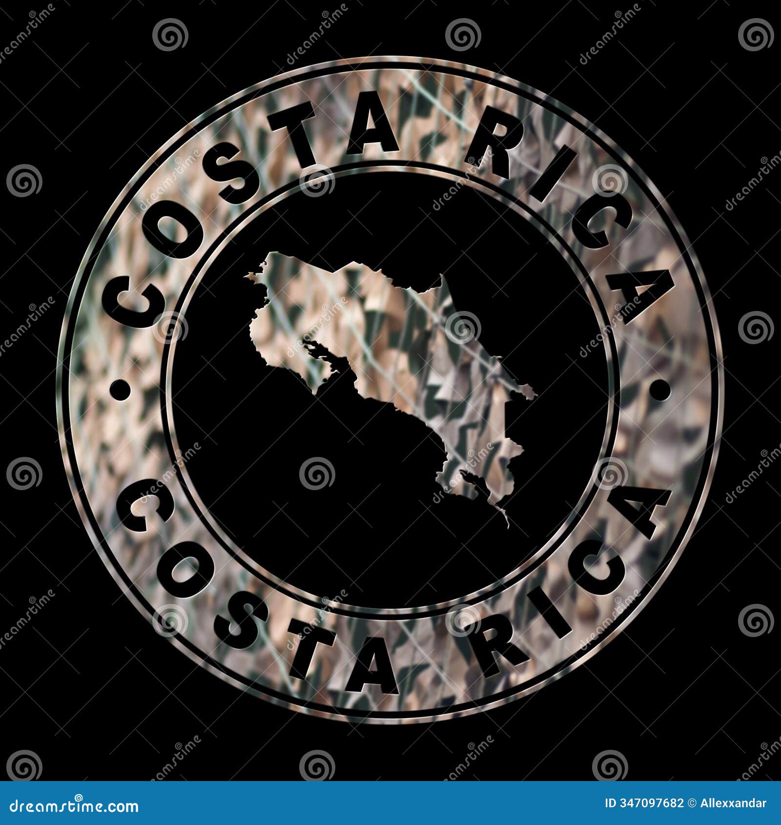 Map of Costa Rica, Military Stamp Stock Illustration - Illustration of ...