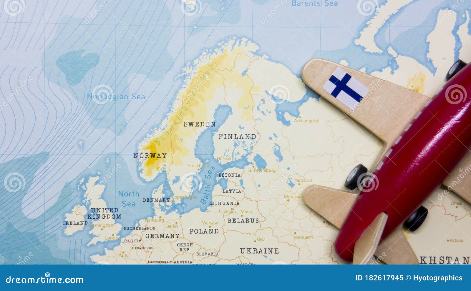 A Map of Finland and a Red Plane with a Flag of Finland Attached To Its ...