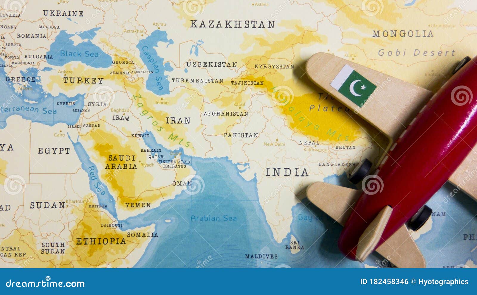 A Map of Pakistan and a Red Plane with a Flag of Pakistan Attached To ...