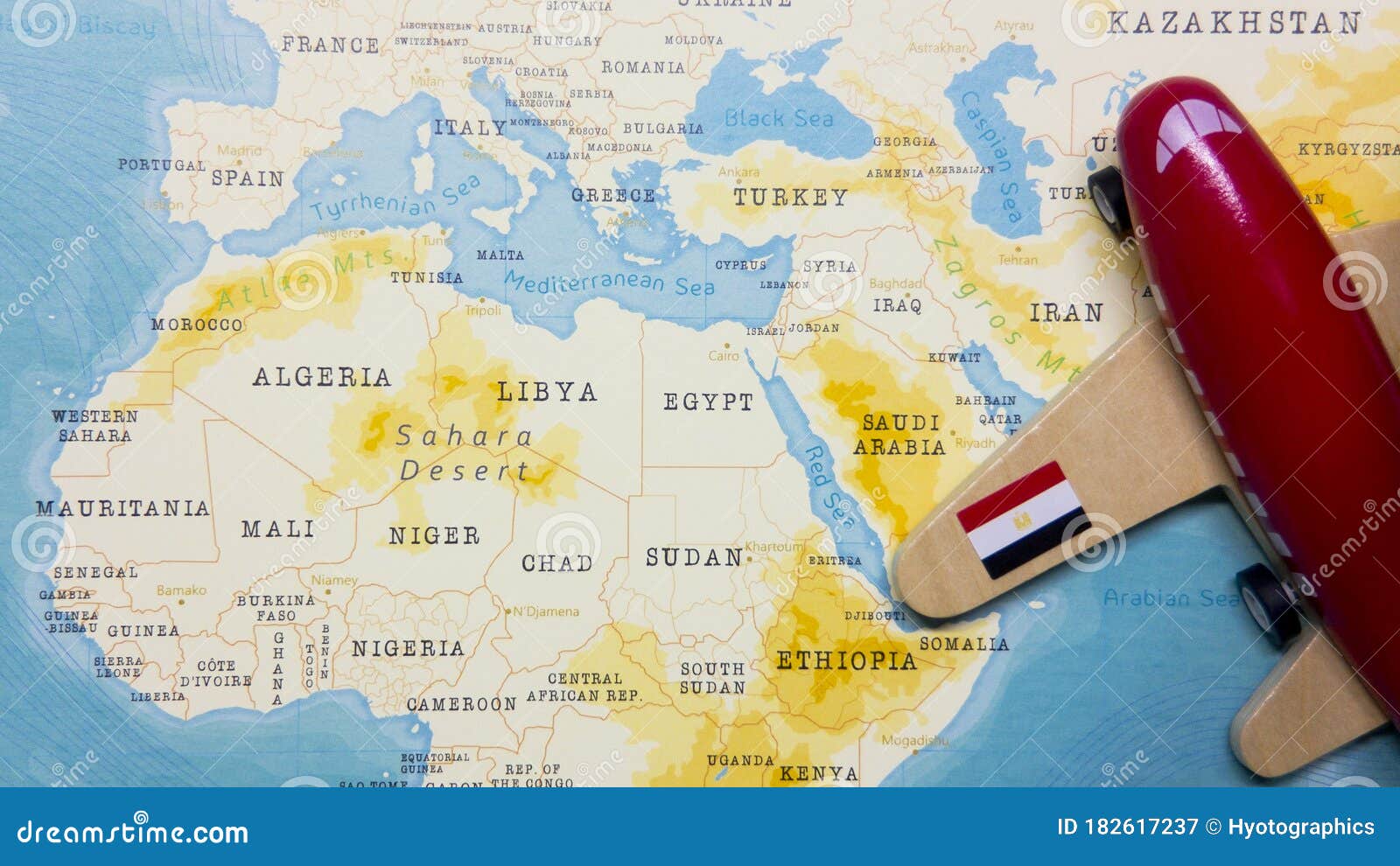 A Map of Egypt and a Red Plane with a Flag of Egypt Attached To Its ...