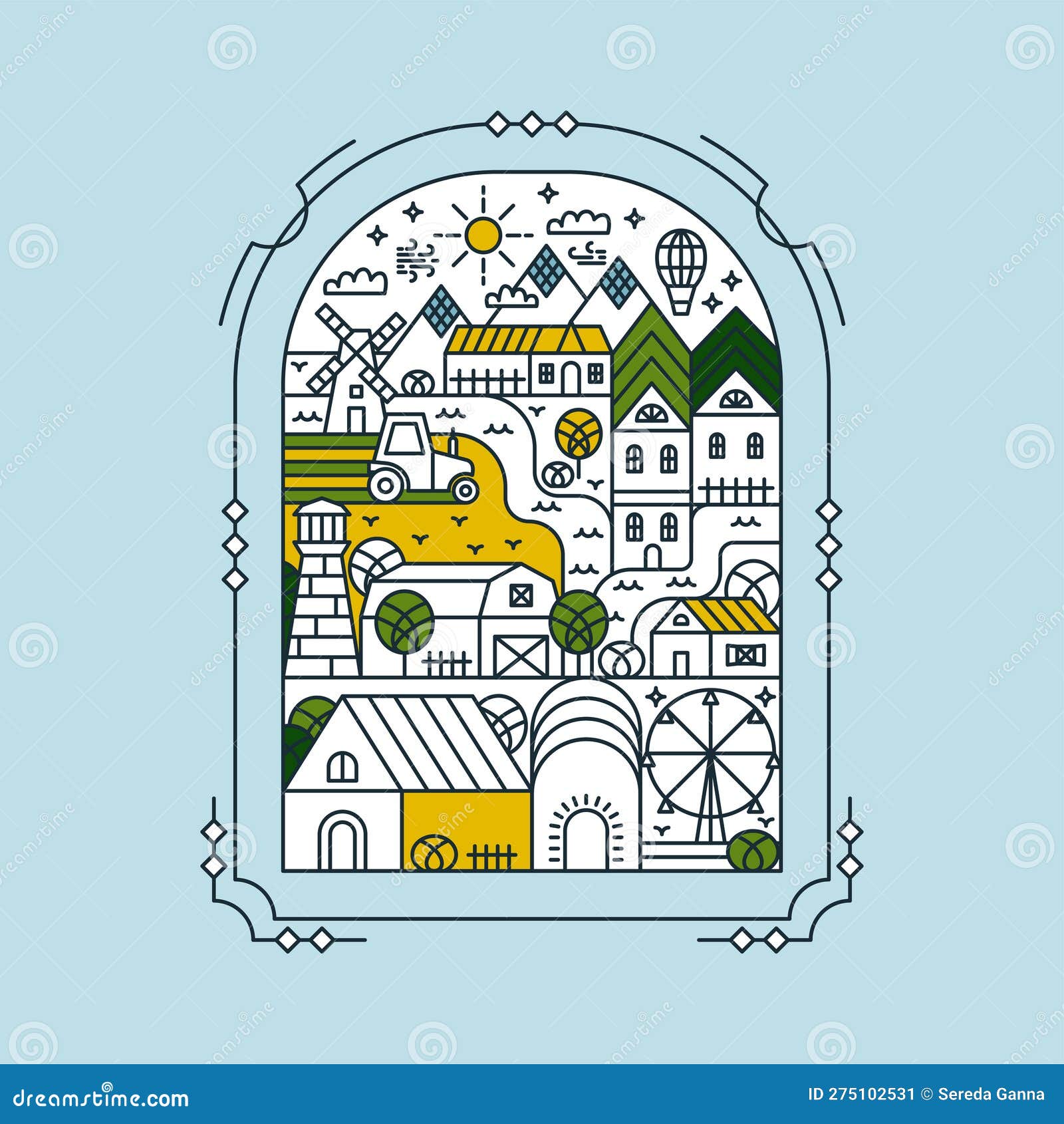 Map Countryside Field stock vector. Illustration of design - 275102531