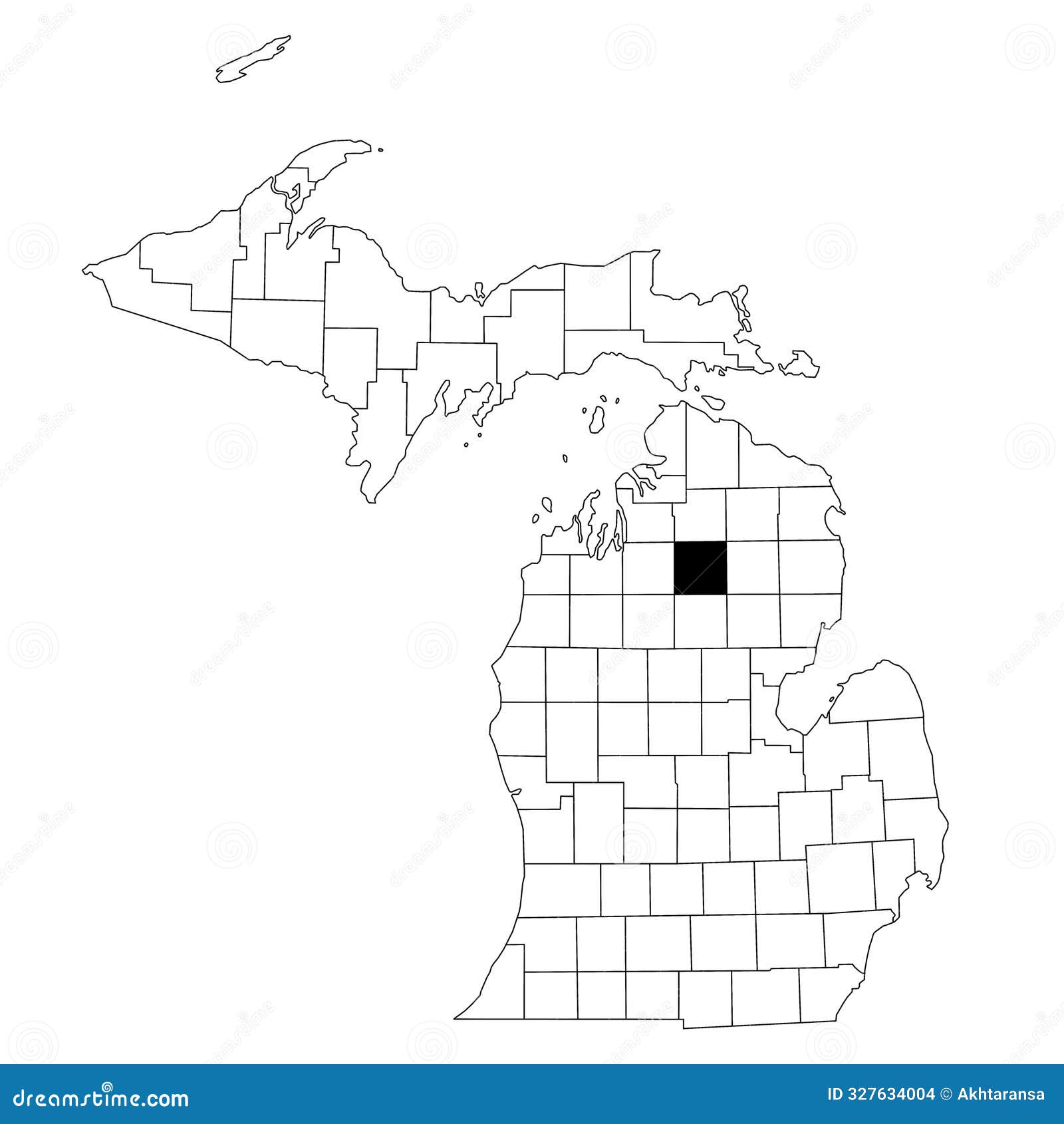 Michigan Red Highlighted In Map Of The United States Of America Royalty ...