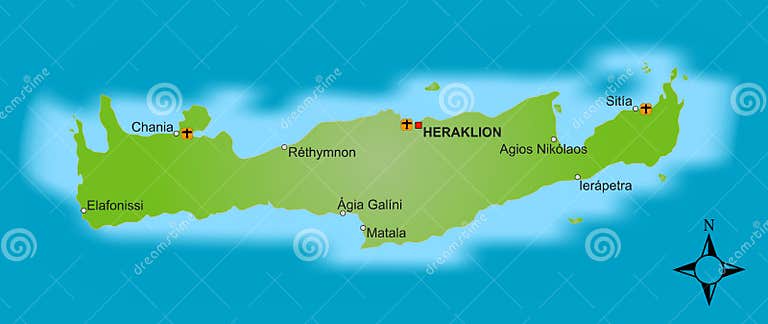 Map Crete stock vector. Illustration of overview, colored - 13198598