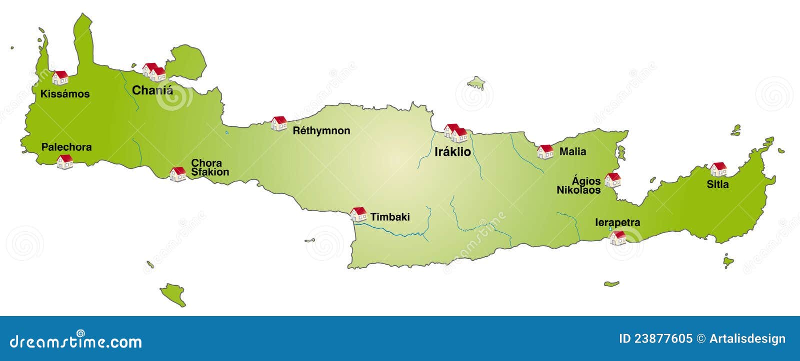 Map of Crete stock illustration. Illustration of crete - 23877605