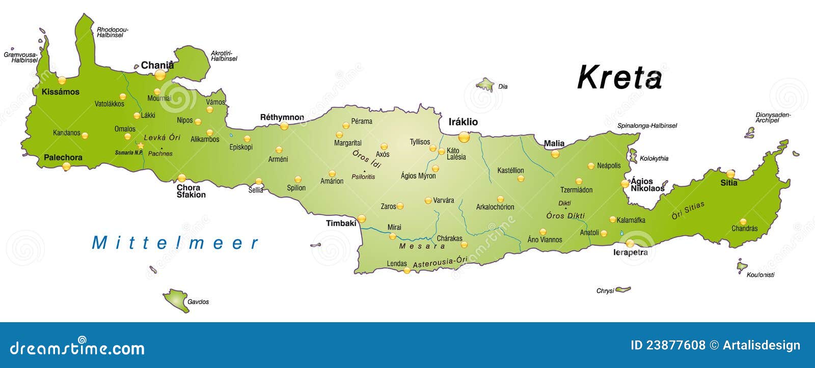 Map of Crete As an Overview Stock Illustration - Illustration of ...