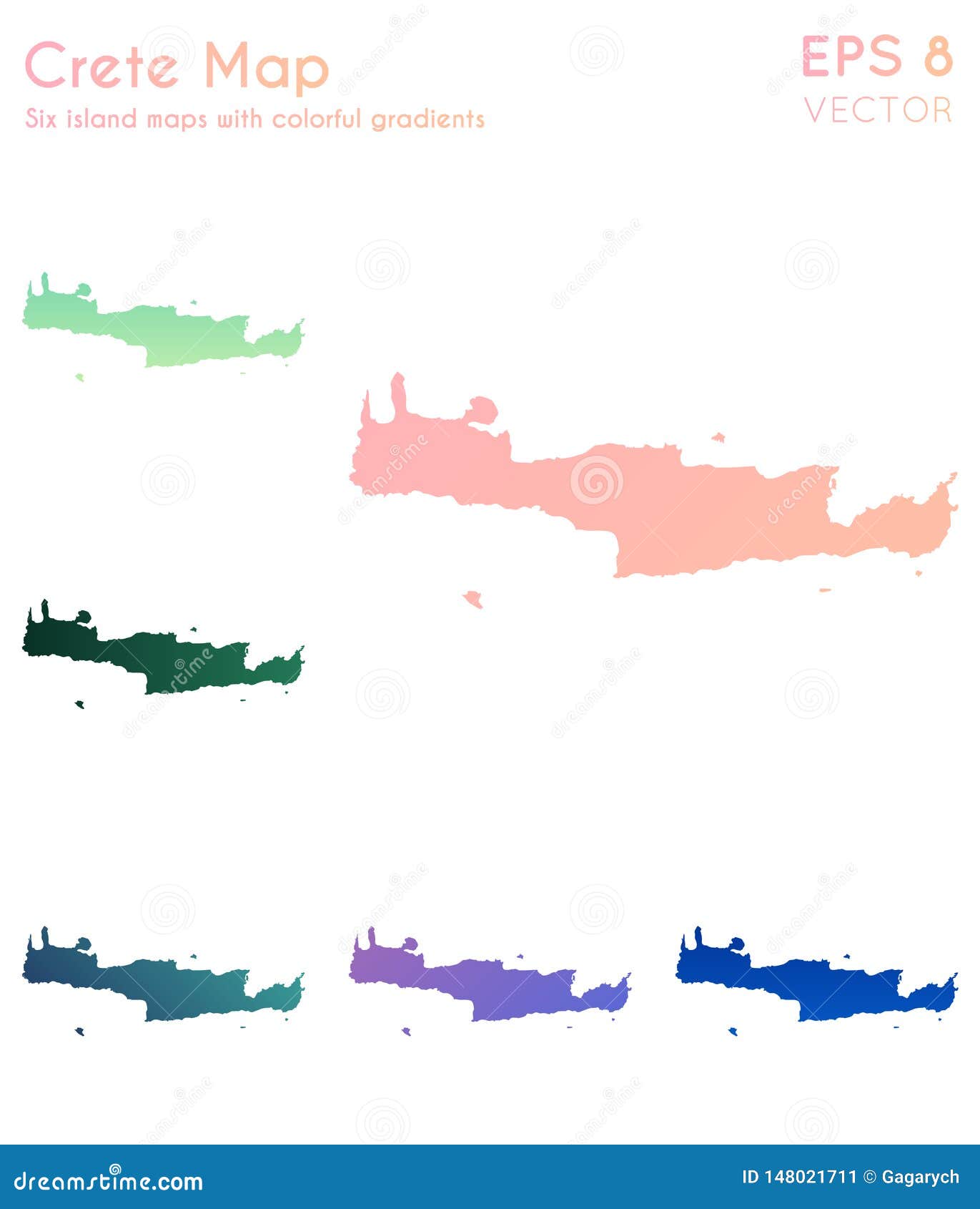 Map of Crete with Beautiful Gradients. Stock Vector - Illustration of ...