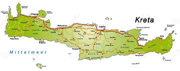 Map of Crete with highways stock illustration. Illustration of traffic ...
