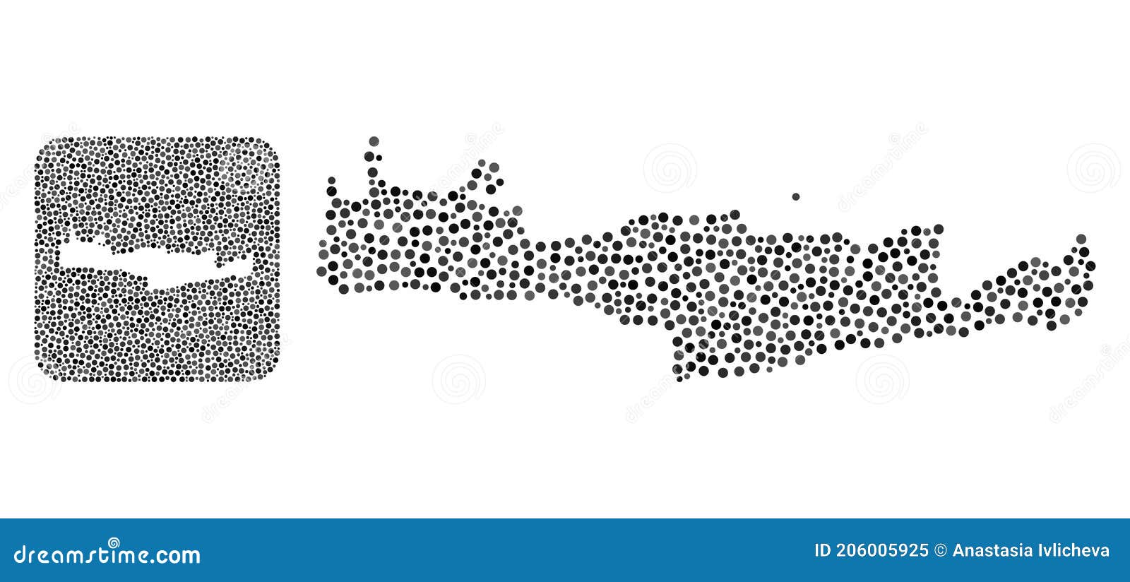 Map of Crete Island - Dotted Collage with Stencil Stock Vector ...