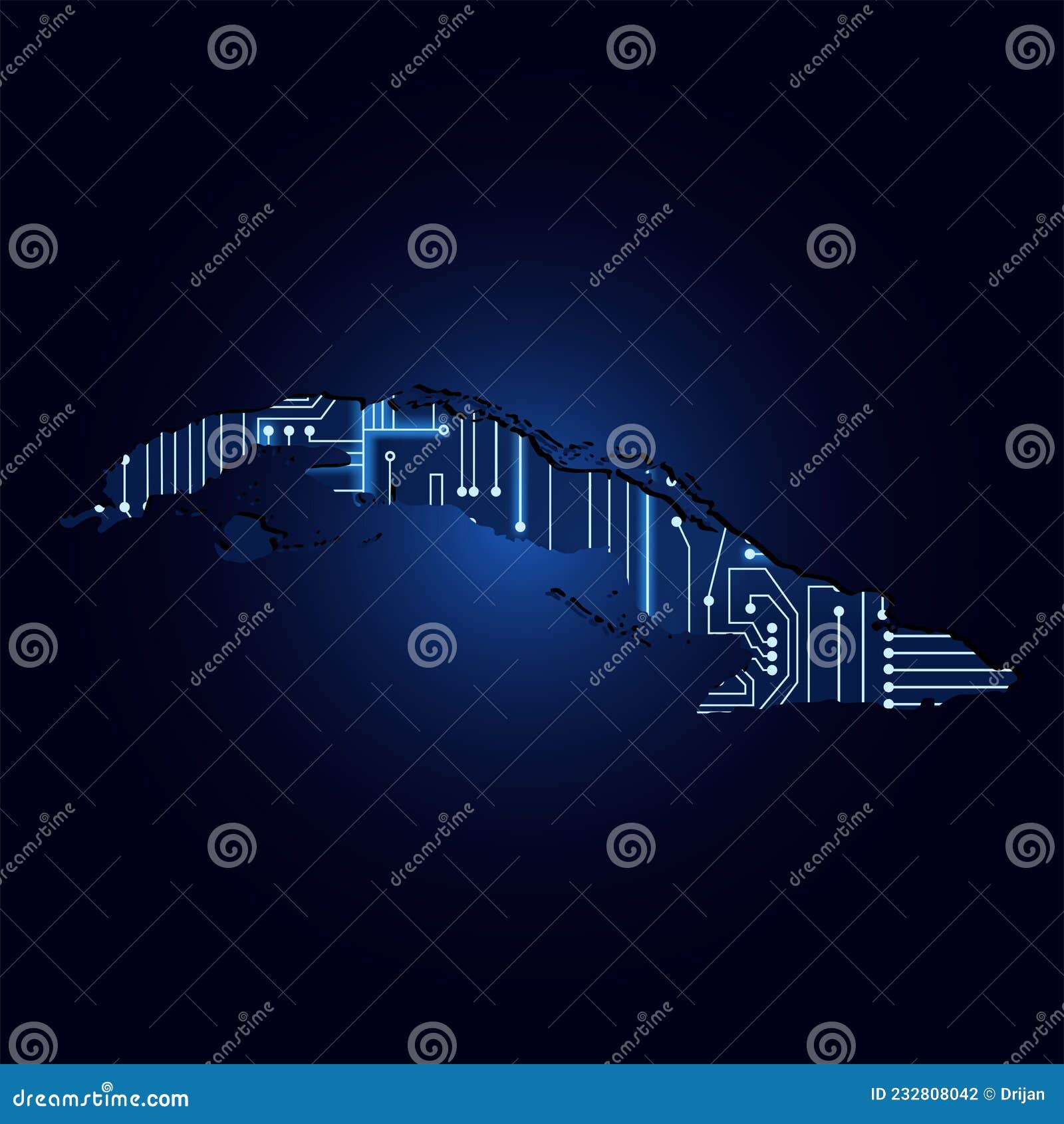 Map of Cuba with Electronic Circuit Stock Vector - Illustration of ...