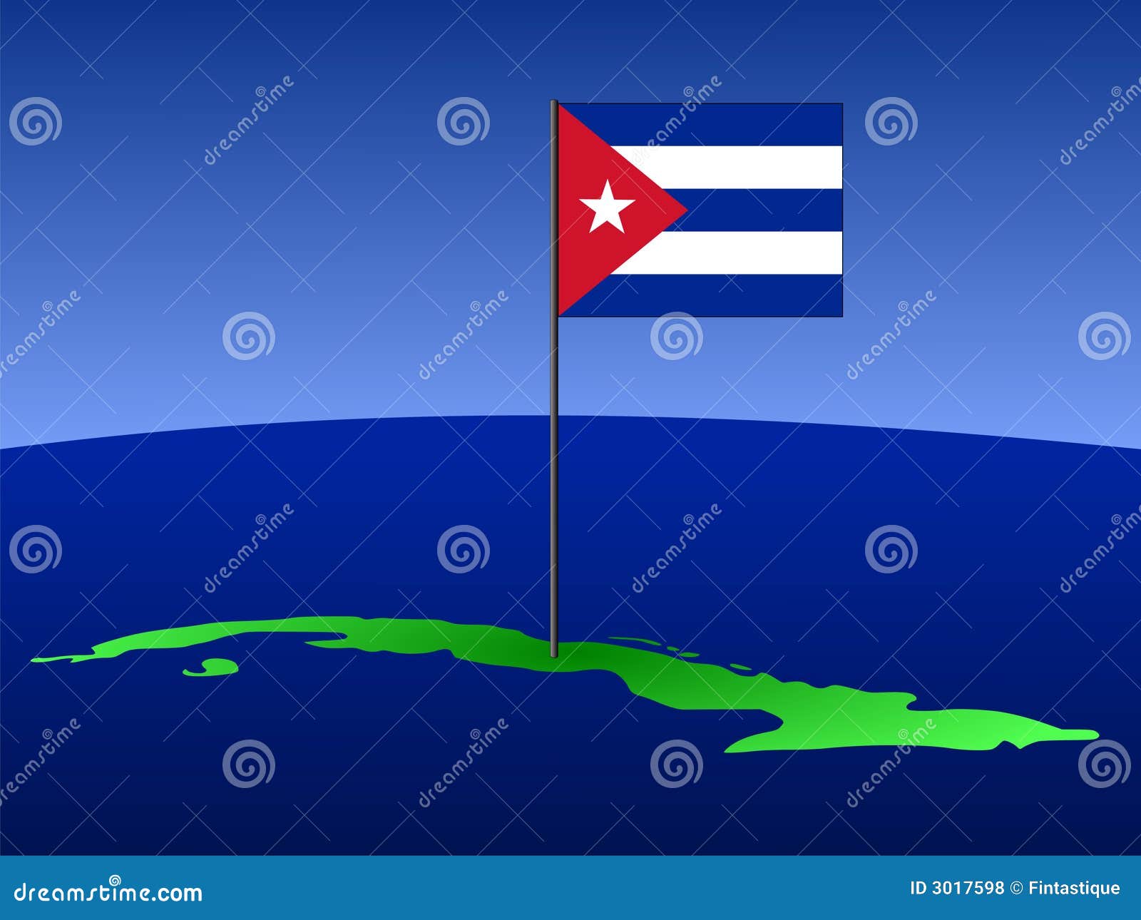 Map of Cuba with flag stock vector. Illustration of horizon - 3017598