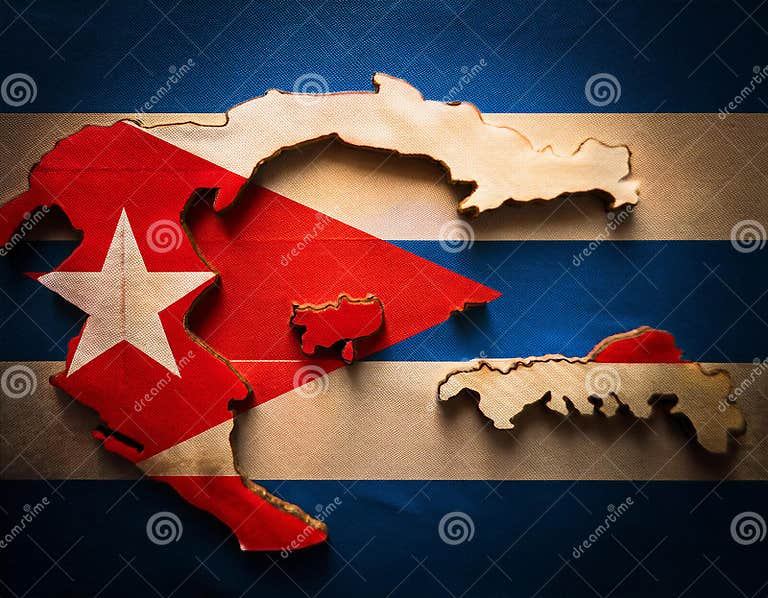 Map of Cuba with flag stock illustration. Illustration of america ...