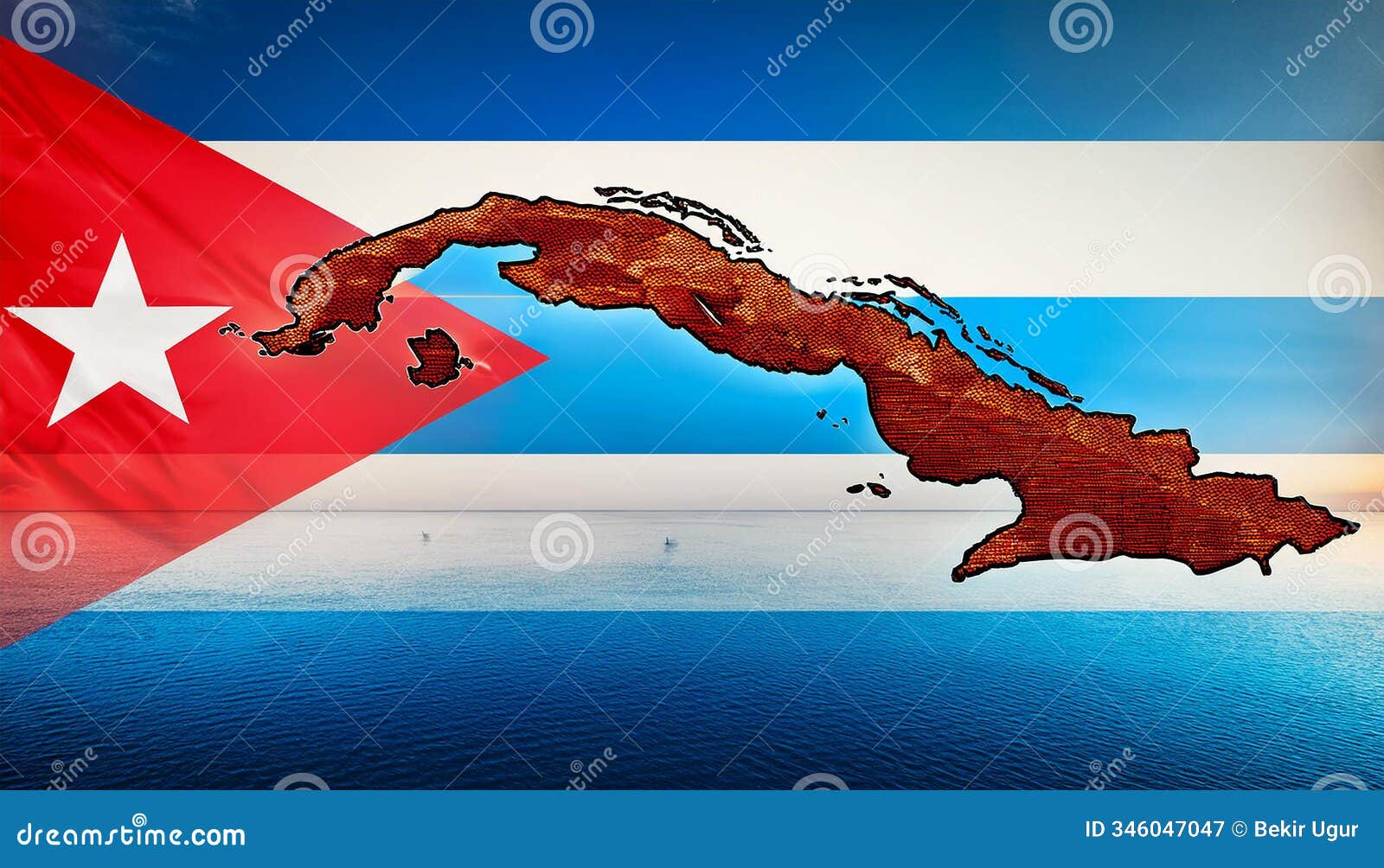 Map of Cuba with flag stock illustration. Illustration of economy - 346047047
