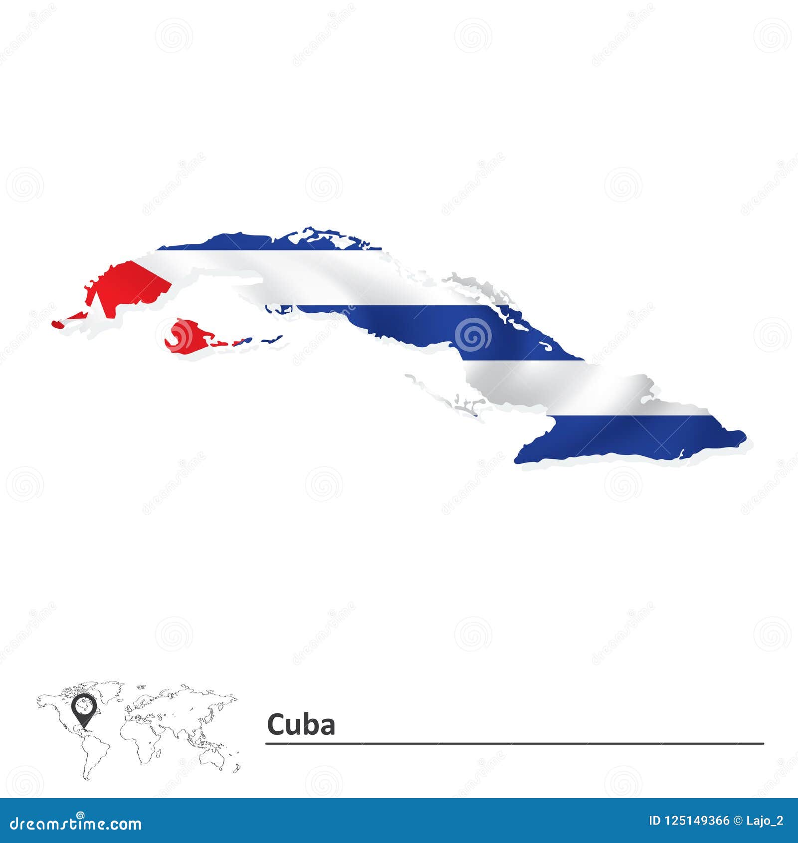 Map of Cuba with flag stock vector. Illustration of shape - 125149366