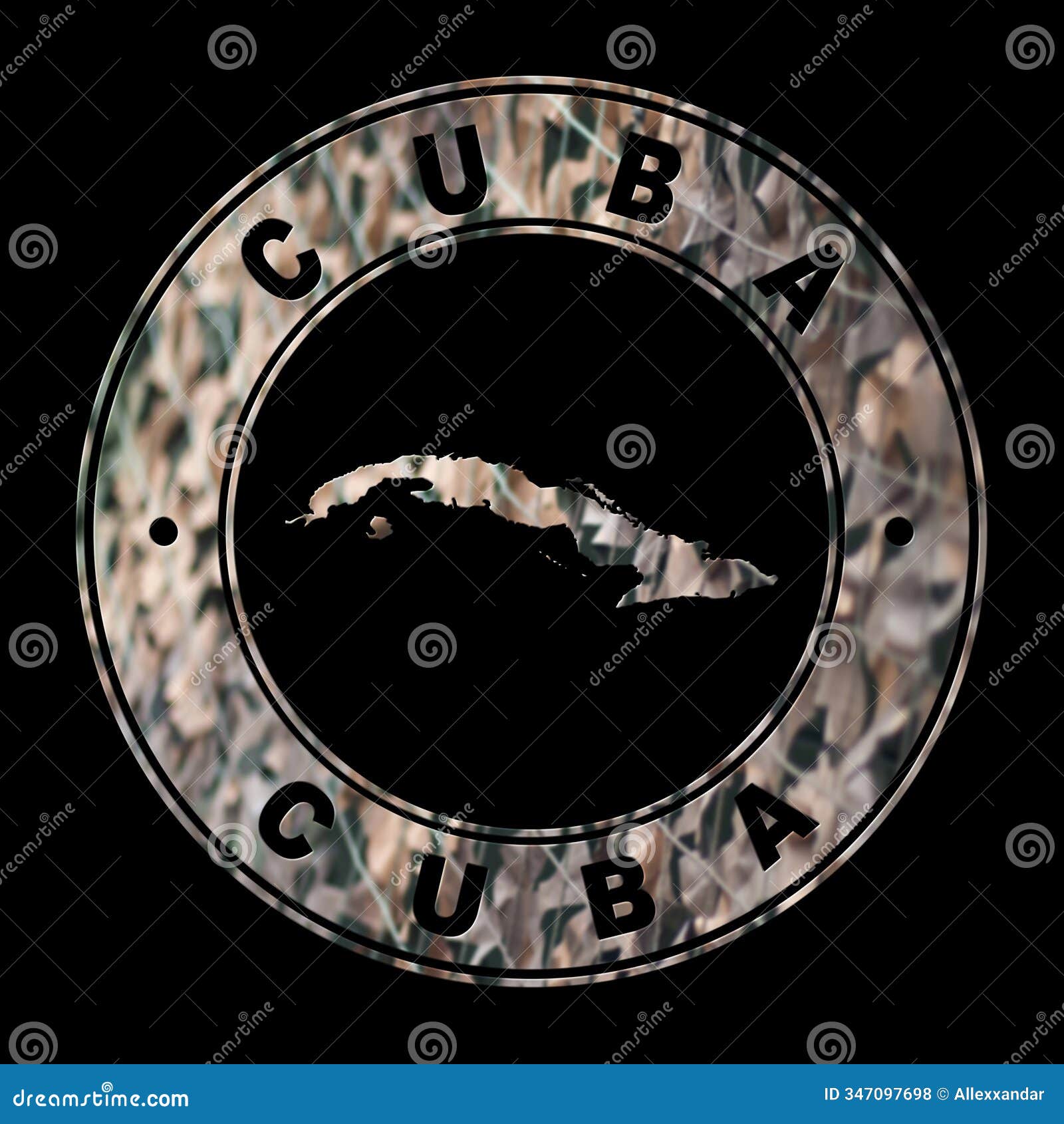 Map of Cuba, Military Stamp Stock Illustration - Illustration of army ...