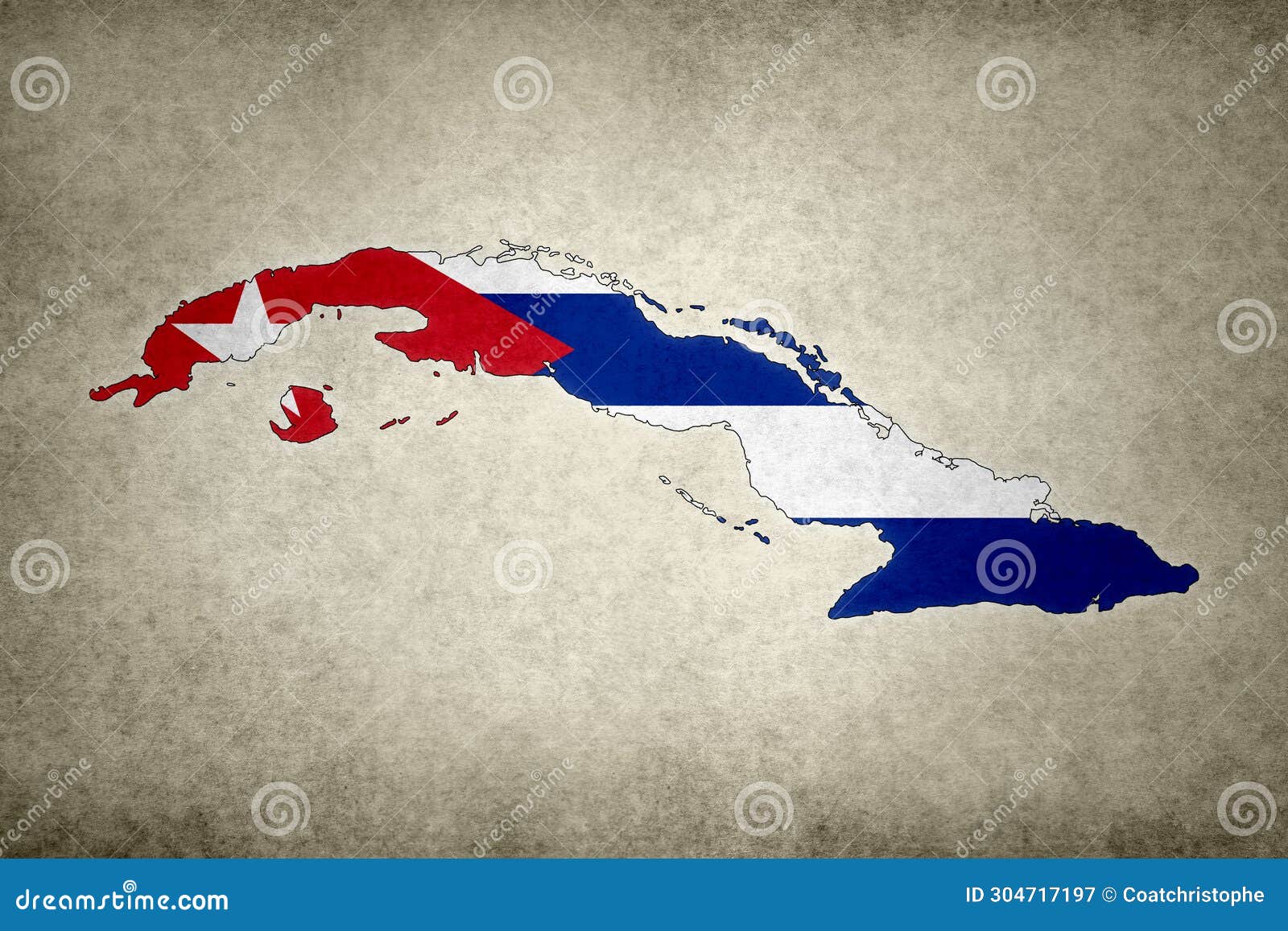Map of Cuba Printed on an Old Paper Stock Illustration - Illustration ...