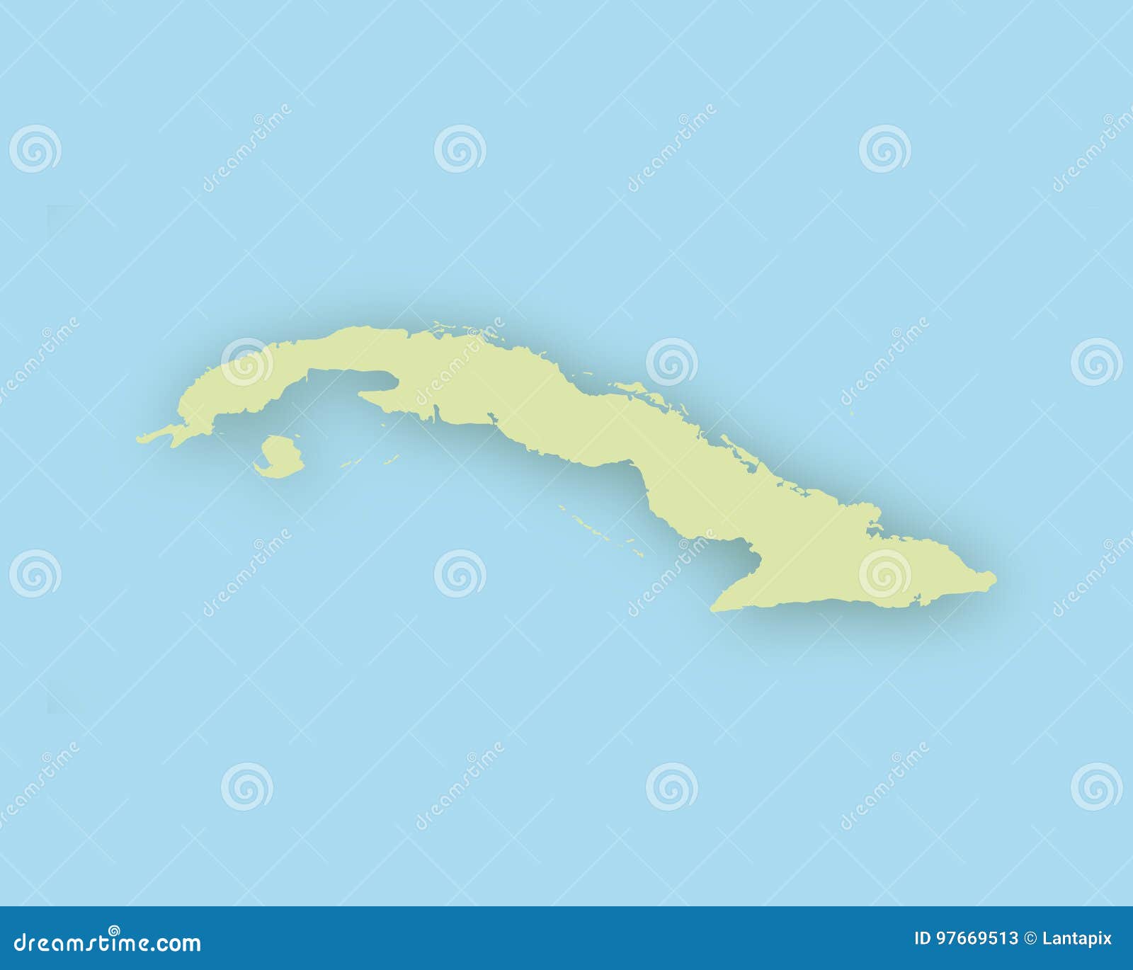 Map of Cuba with shadow stock vector. Illustration of dimensional ...